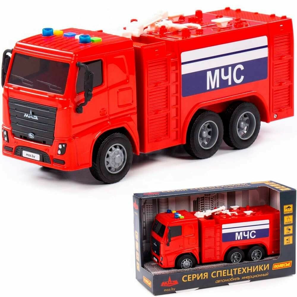 Автомобиль-самосвал МАЗ Пожарный инерционный (со светом и звуком) (в коробке)