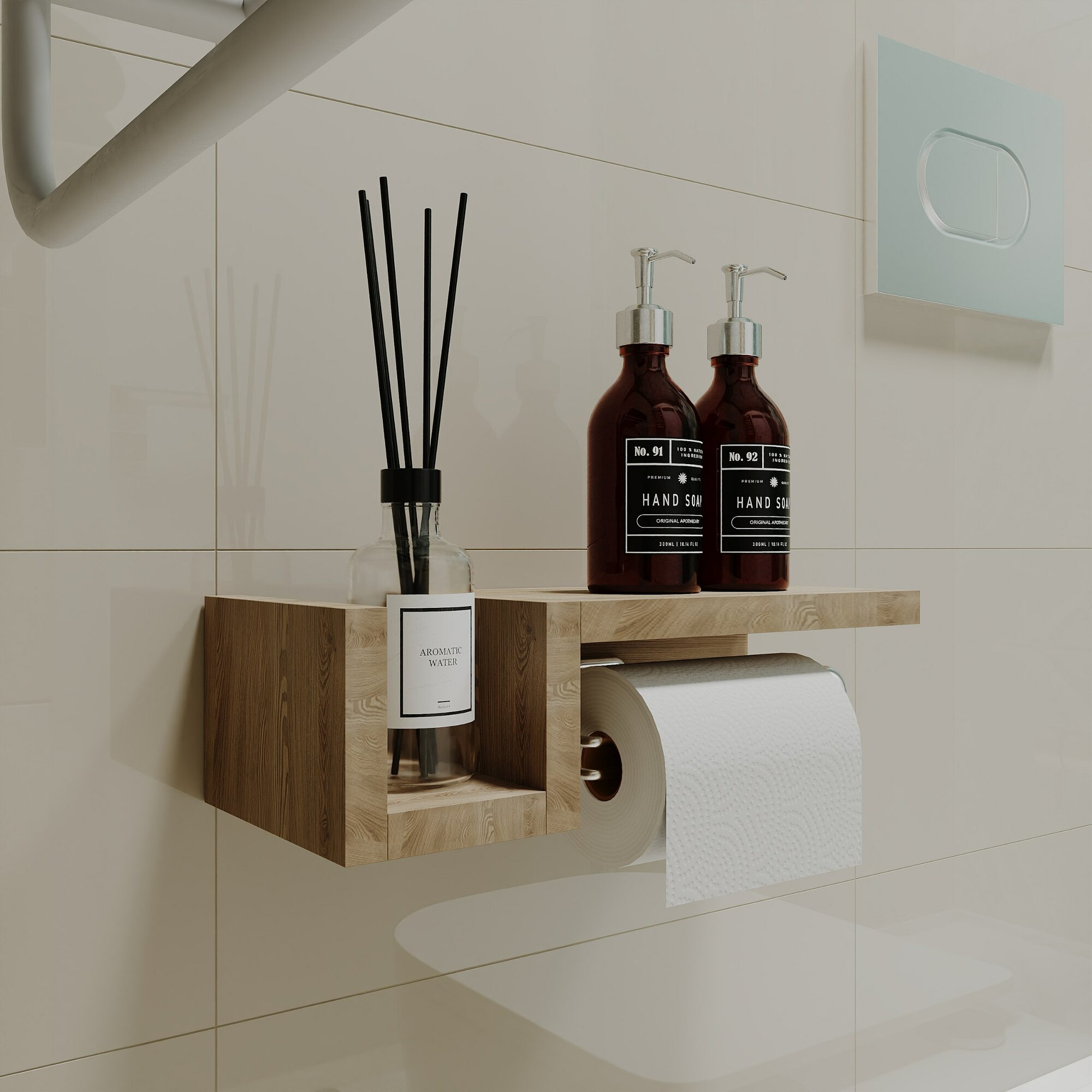 Бумагодержатель, Полка-держатель для туалетной бумаги , диспенсер, из ЛДСП, дуб вотан.