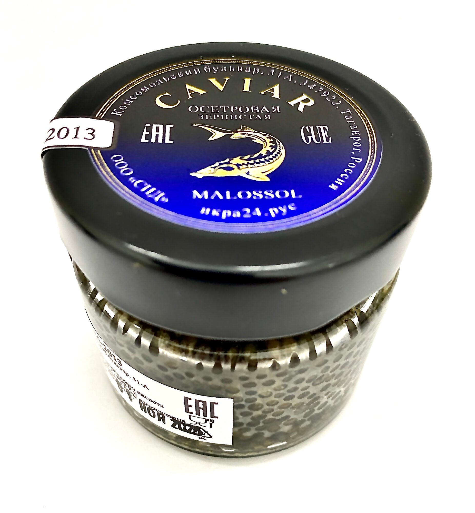 Икра осётра 100г. ООО "СИД", зернистая, малосоленая, высший сорт, натуральная, ГОСТ