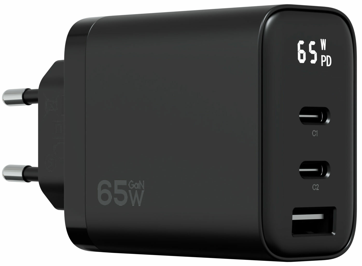 Сетевое з/у Magssory Digit, 65W, GaN, с дисплеем и функцией быстрой зарядки, черный