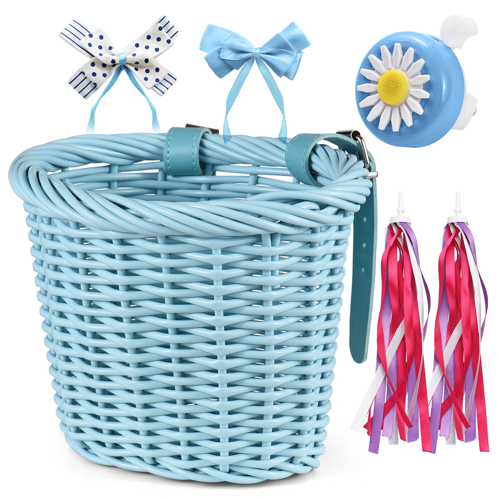 Корзина для детского велосипеда для девочек передние аксессуары для велосипеда с фланелями на руле для циклинга возрасты 3-13 материал пластик цвет розовый синий коричневый подходит для руля 22мм 0.9дюйм применение 12-18дюймовый детский велосипед самокат