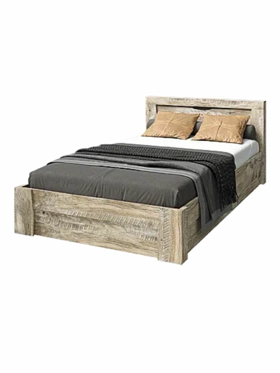 Кровать полутороспальная Ривьера 1267х800х2138, Дуб Юкон/Бетон темный, с настилом, МИФ