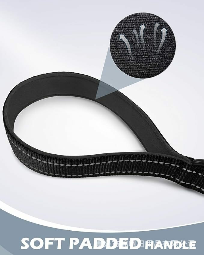 Отражательная нейлоновая поводок для крупных собак, 2.5 см x 60 см, флуоресцентно-черный