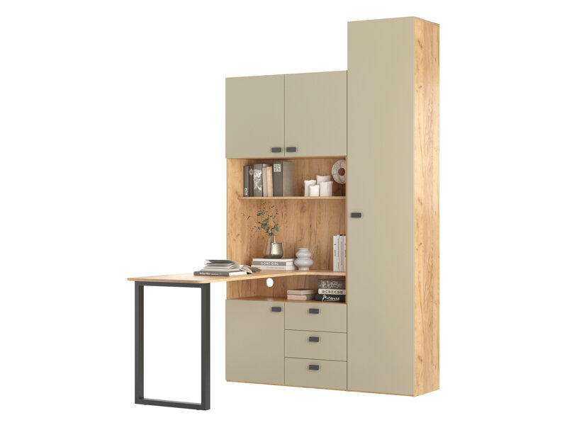 Компьютерный стол "Дилар 5" 150/135х230х55/40 Дуб крафт золотой / Мокко