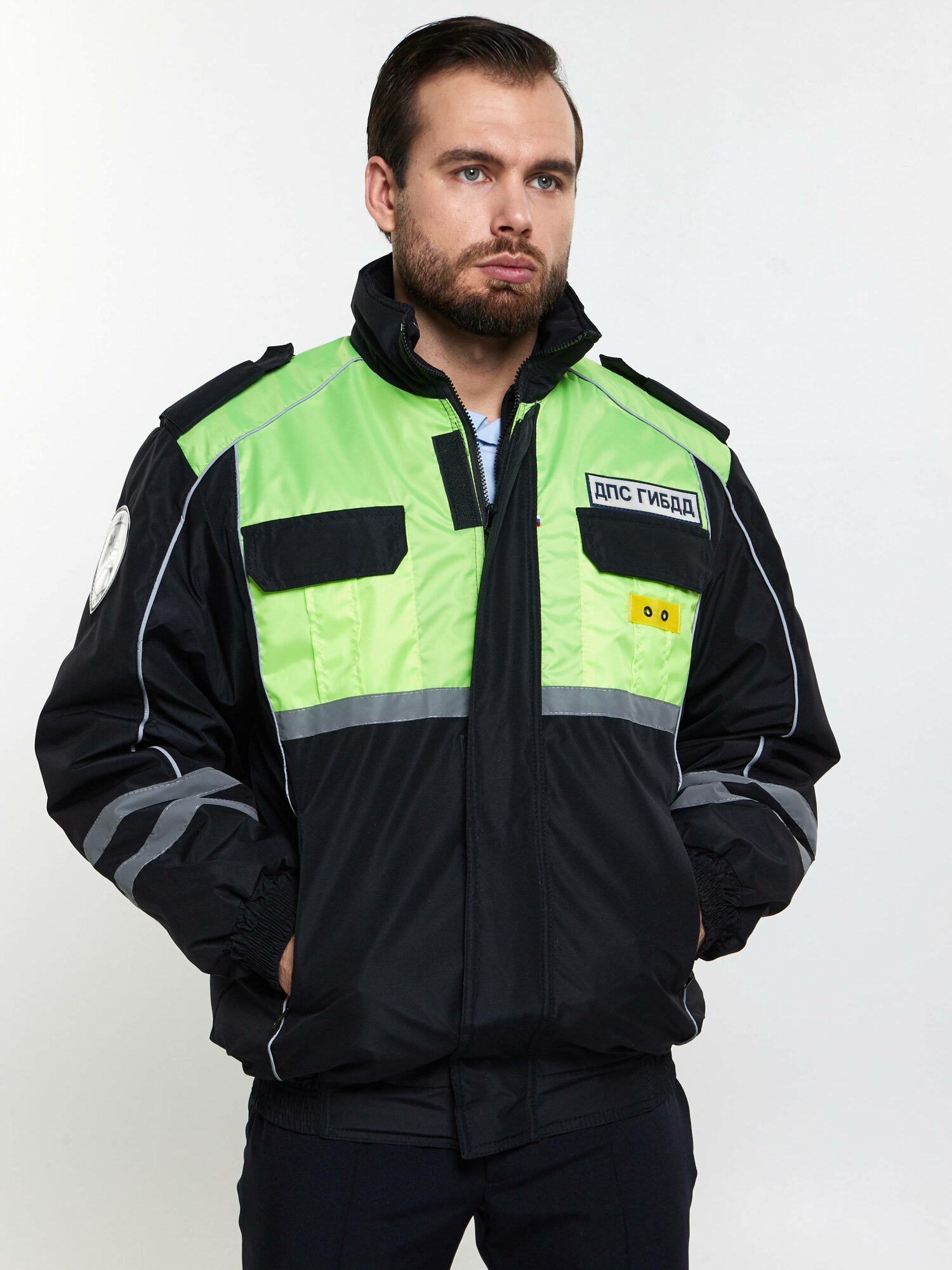 Ветровка ДПС синтепон желтая вставка нового образца (48 / 170 - 176)