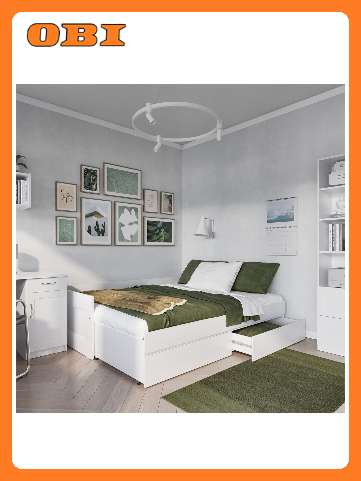 Кровать Шведский Стандарт Сириус раздвижная с ящиками 90х200 белая