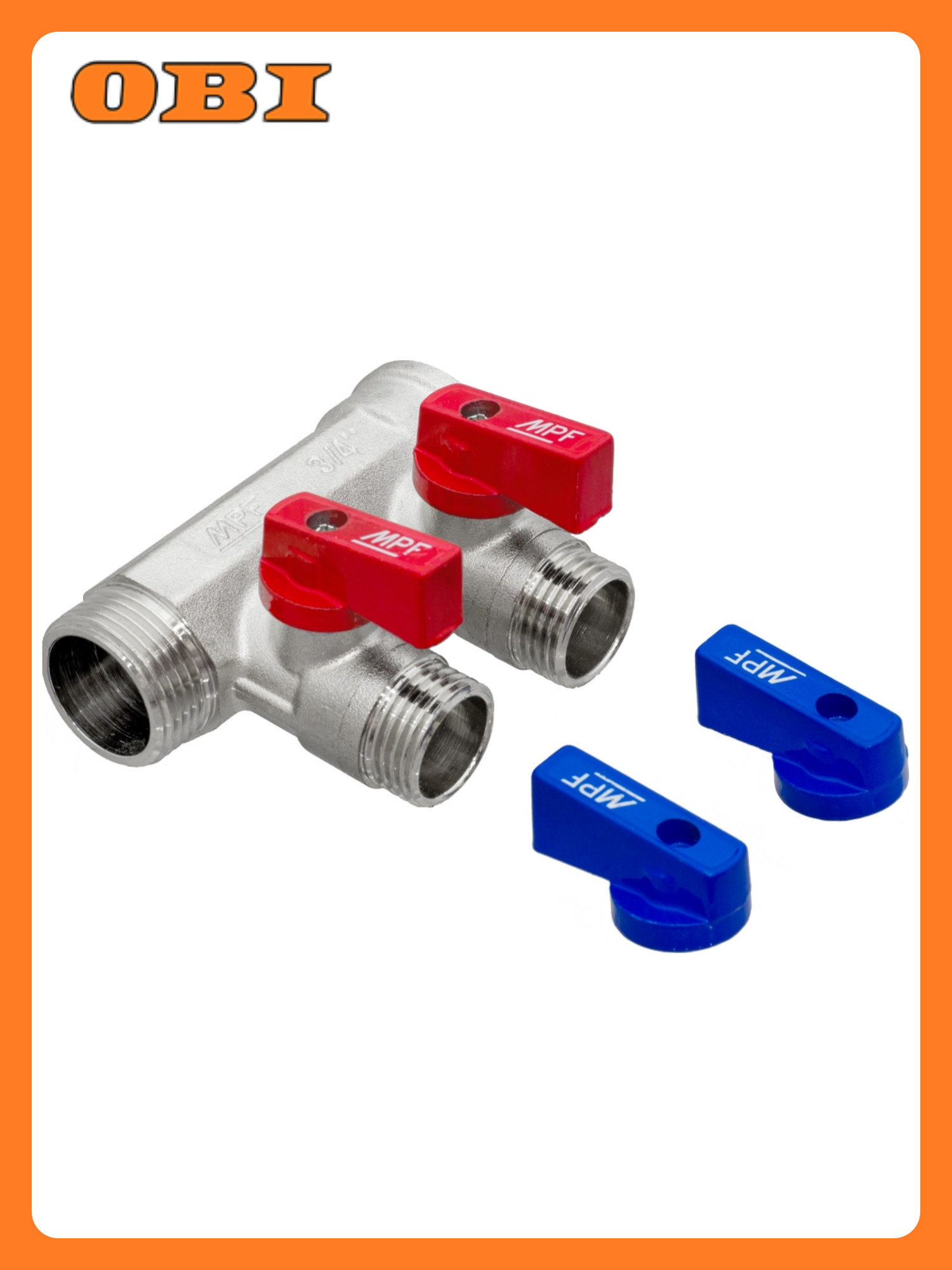 Коллектор 3/4" в/н с отсекающими кранами на 2 выхода 1/2" н, под евроконус MPF