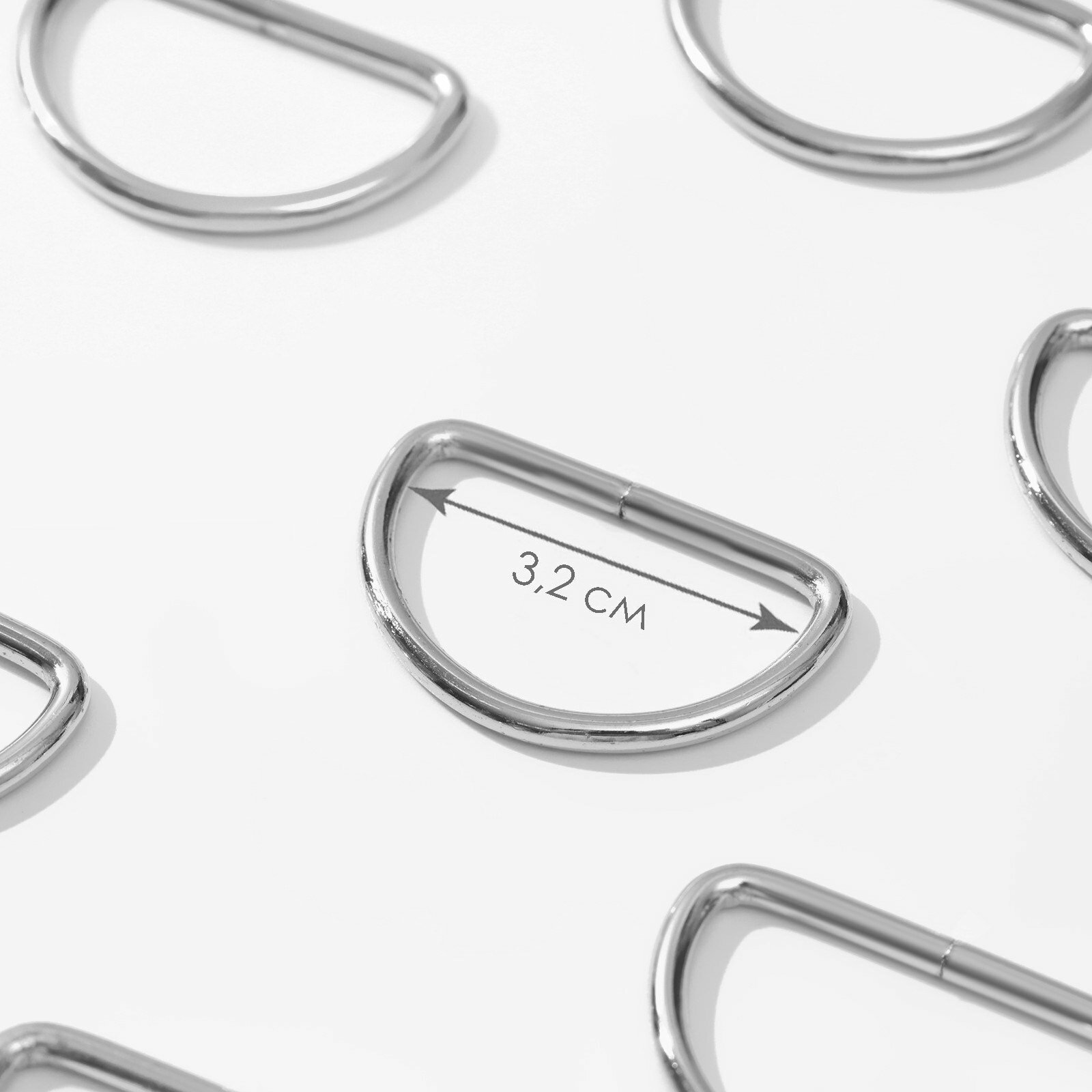 Полукольца для сумок, d=32 мм, толщина - 3 мм, 10 шт, цвет серебряный, 3 шт.