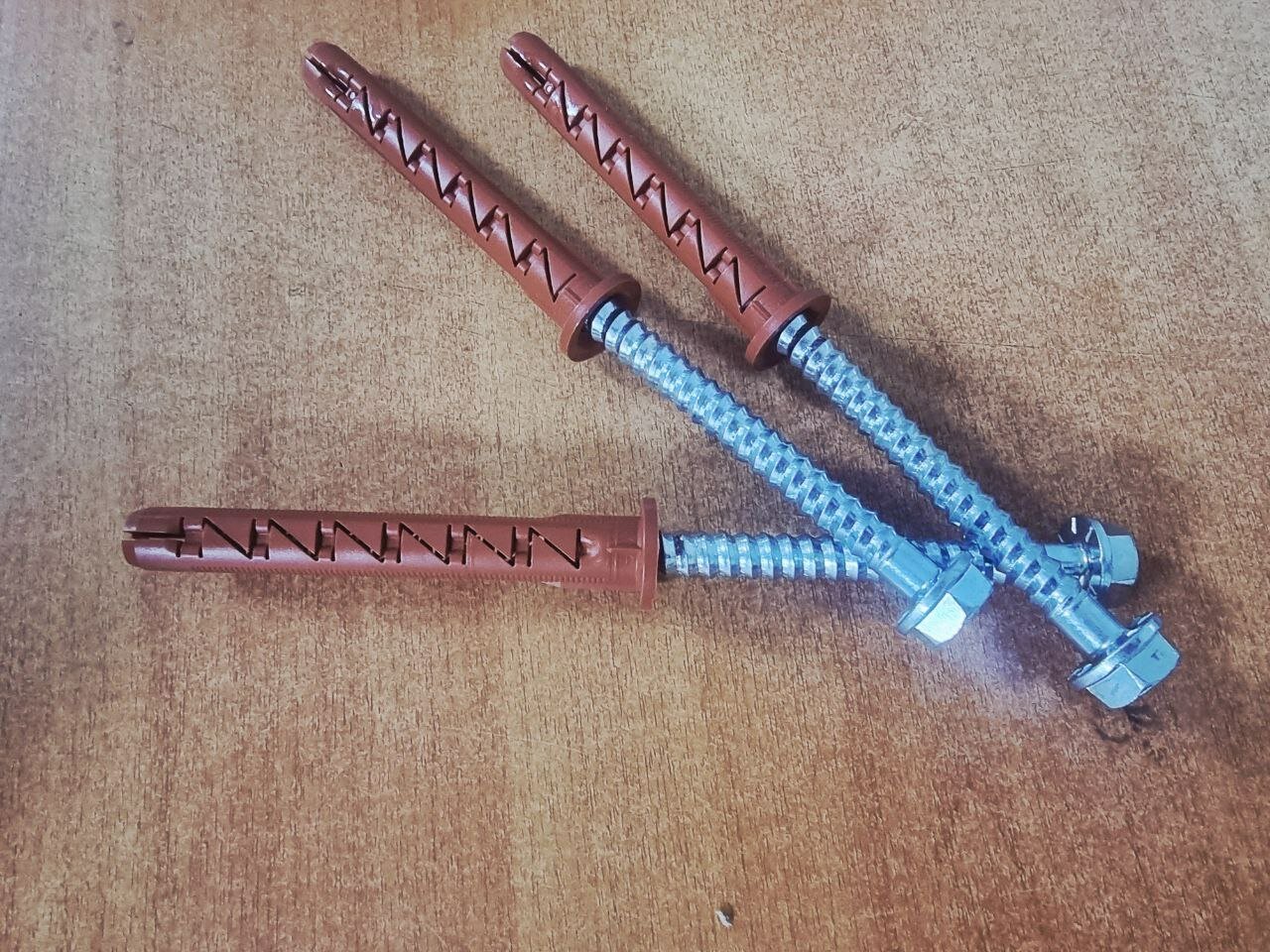 Дюбель-гвоздь коричневый м 14*110 (14 шт-1уп) шестигранная голова с фланцем Torx Wurth, Германия