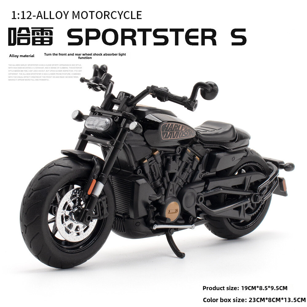 (В коробке) Модель мотоцикла Harley внедорожный из сплава масштаб 1:12 для украшения игрушки для детей доставка в одном экземпляре (Черный)