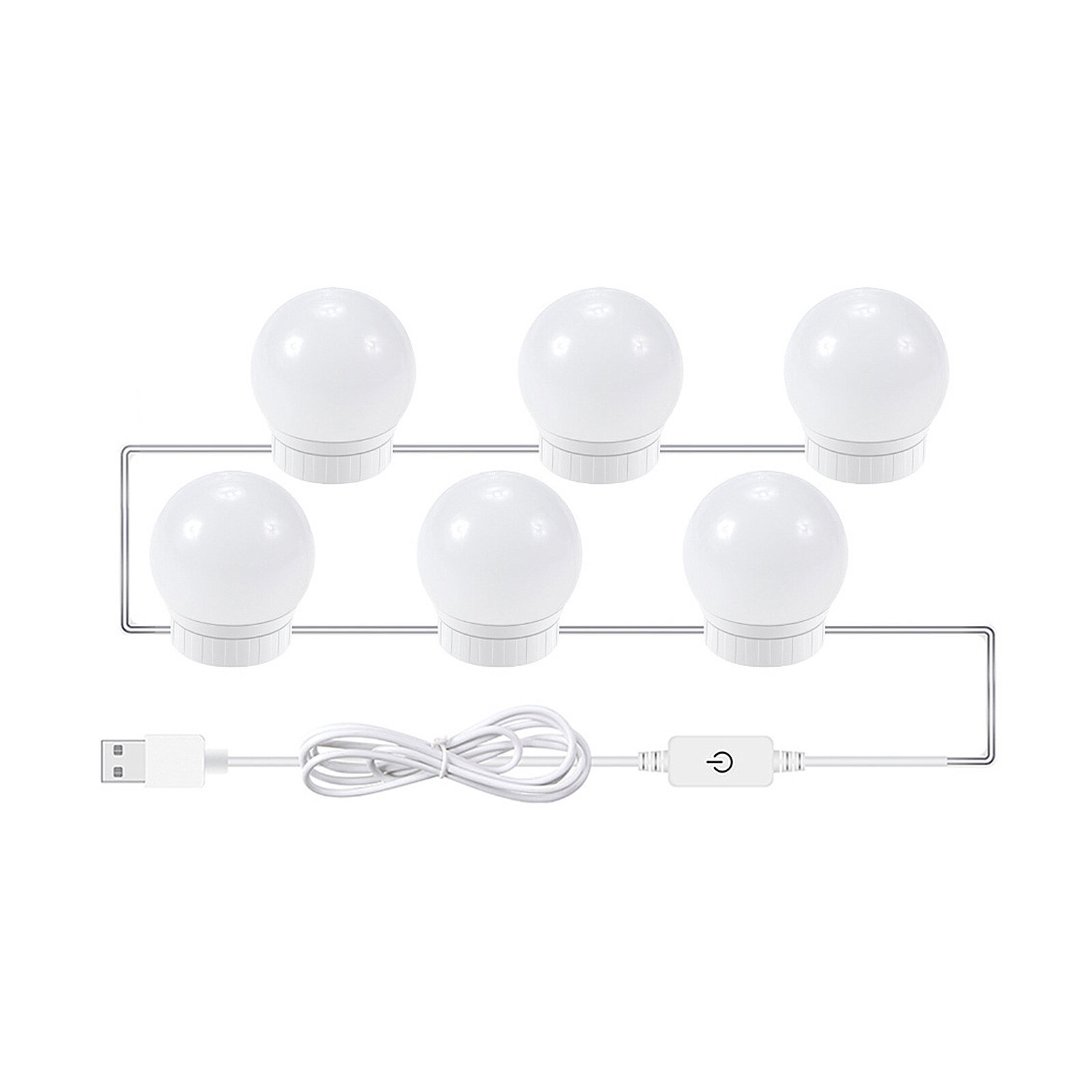 6 PCS Светодиодные Лампы для Зеркала для Макияжа 3 Цветовых Режимов Лампы для Ванны с USB-Кабелем Светодиодные Ленты Материал ABS PC Применение Дом СПА Вечеринка