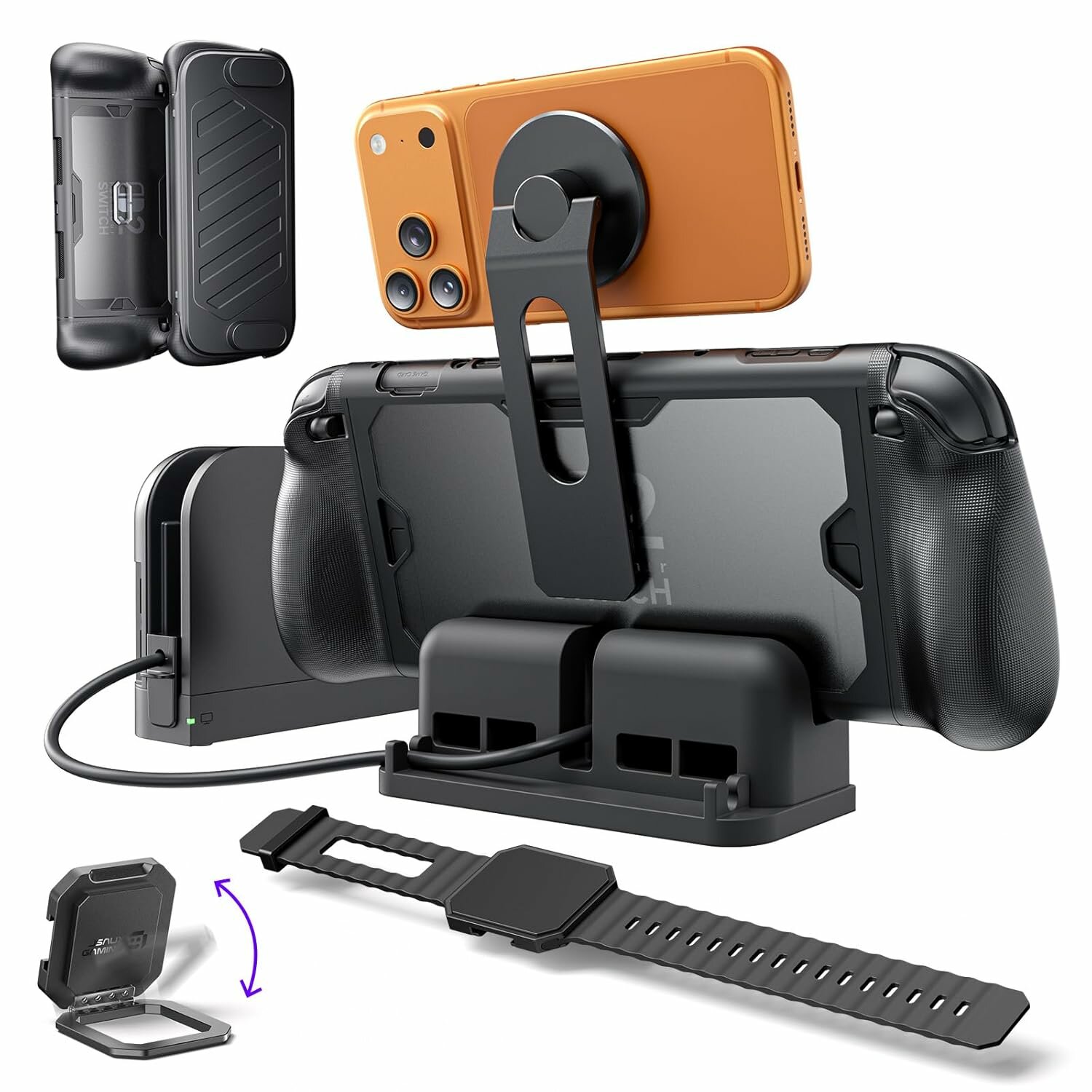 Чехол JSAUX ModCase Ultimate Set (6 в 1) (Набор с переходником-подставкой для док станции и MagSafe кронштейном) для Nintendo Switch 2, модульный защитный кейс с аксессуарами для Нинтендо Свич 2