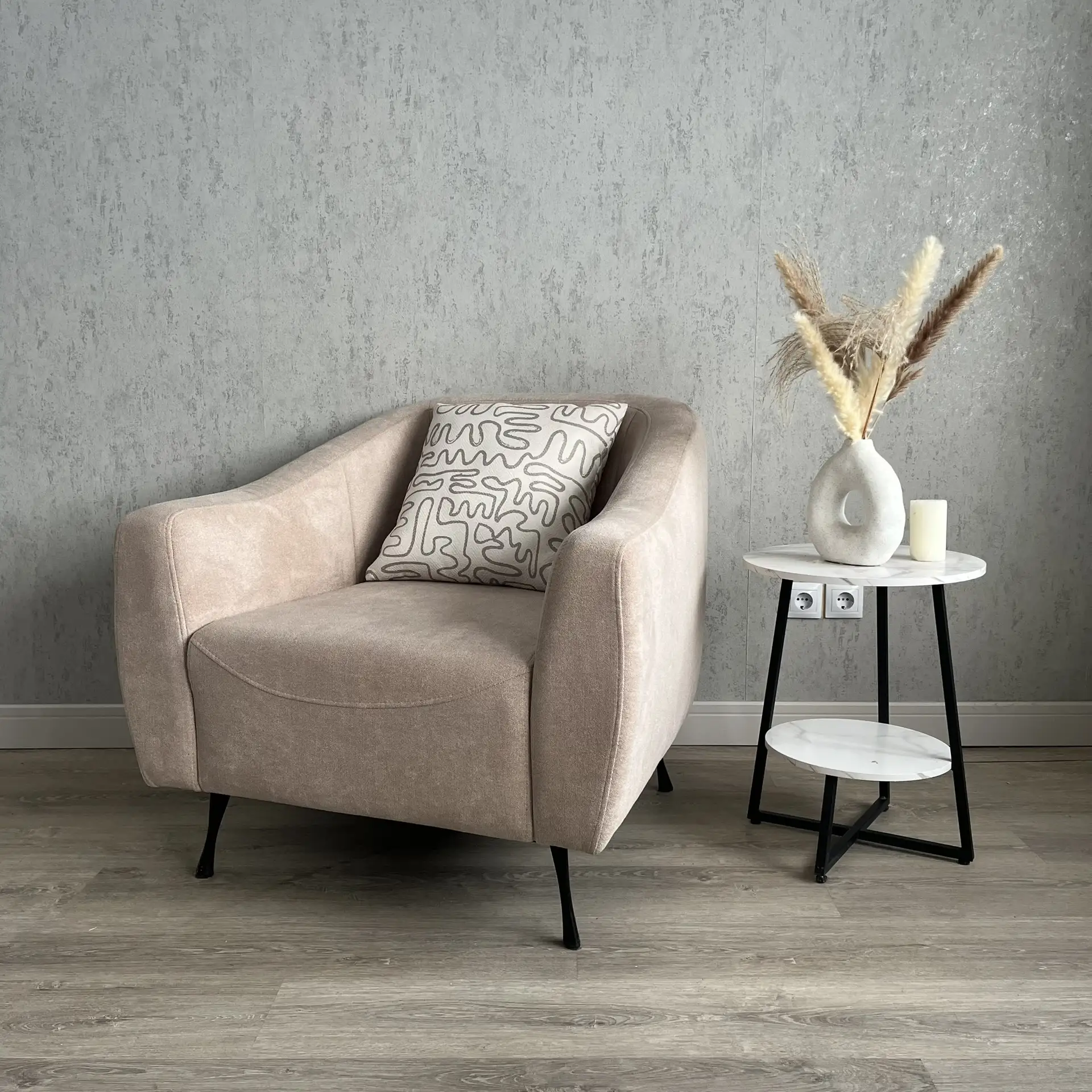 Кресло Лотос в гостиную, мягкое для дома и отдыха, бежевый(Happy 130)