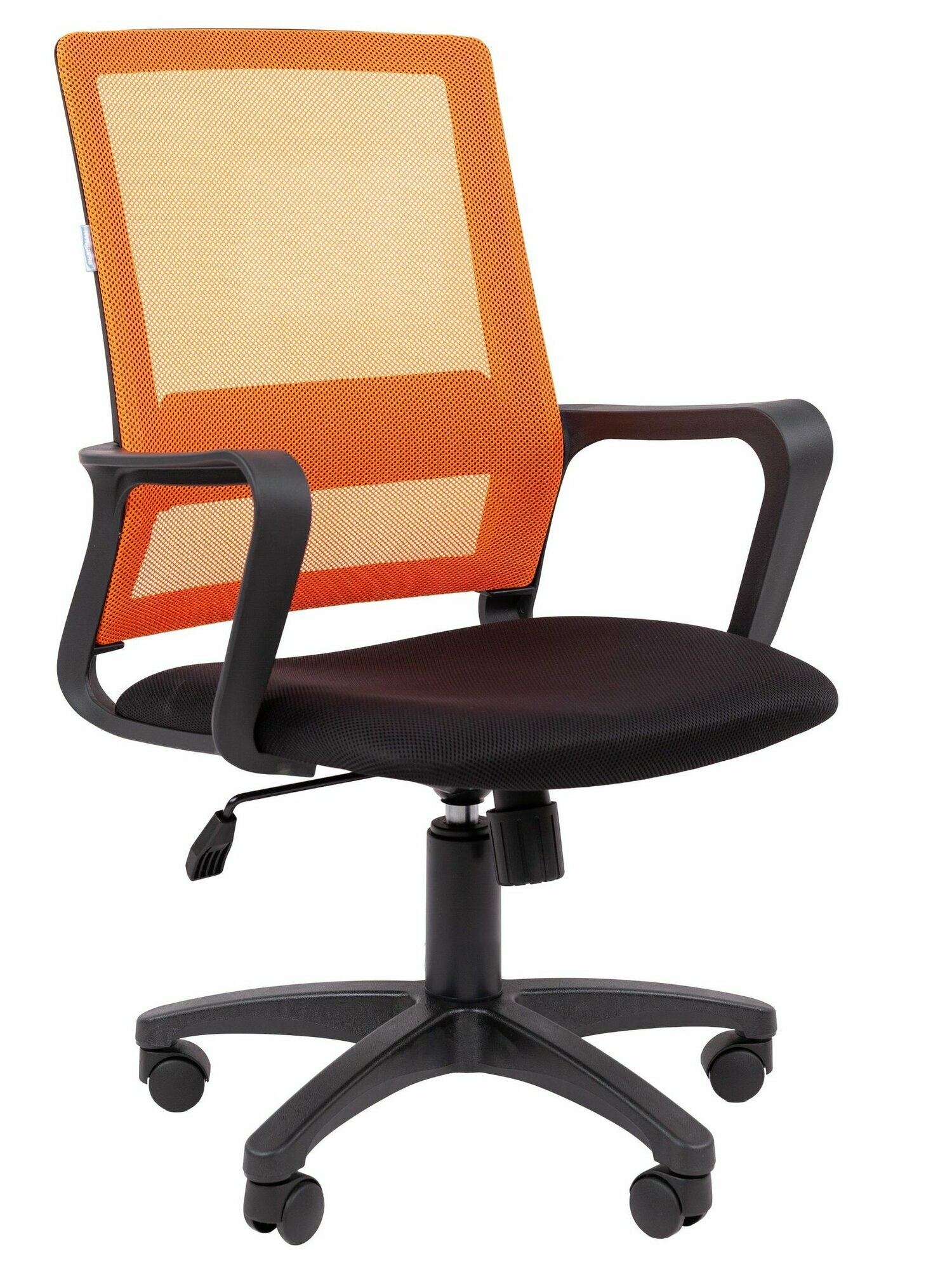 Компьютерное кресло CHAIRMAN 606 ткань/сетка черный/оранжевый для операторов с механизмом качания и подлокотниками
