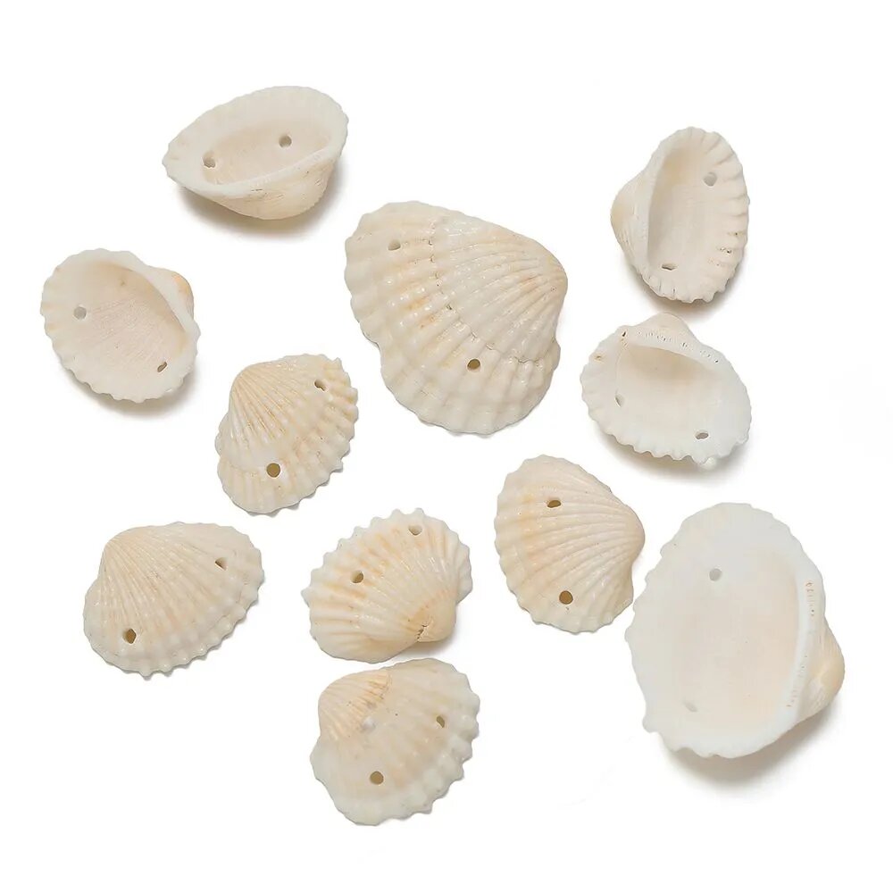 Бусины из морских ракушек Каури с двумя отверстиями 10 штук, стиль 07