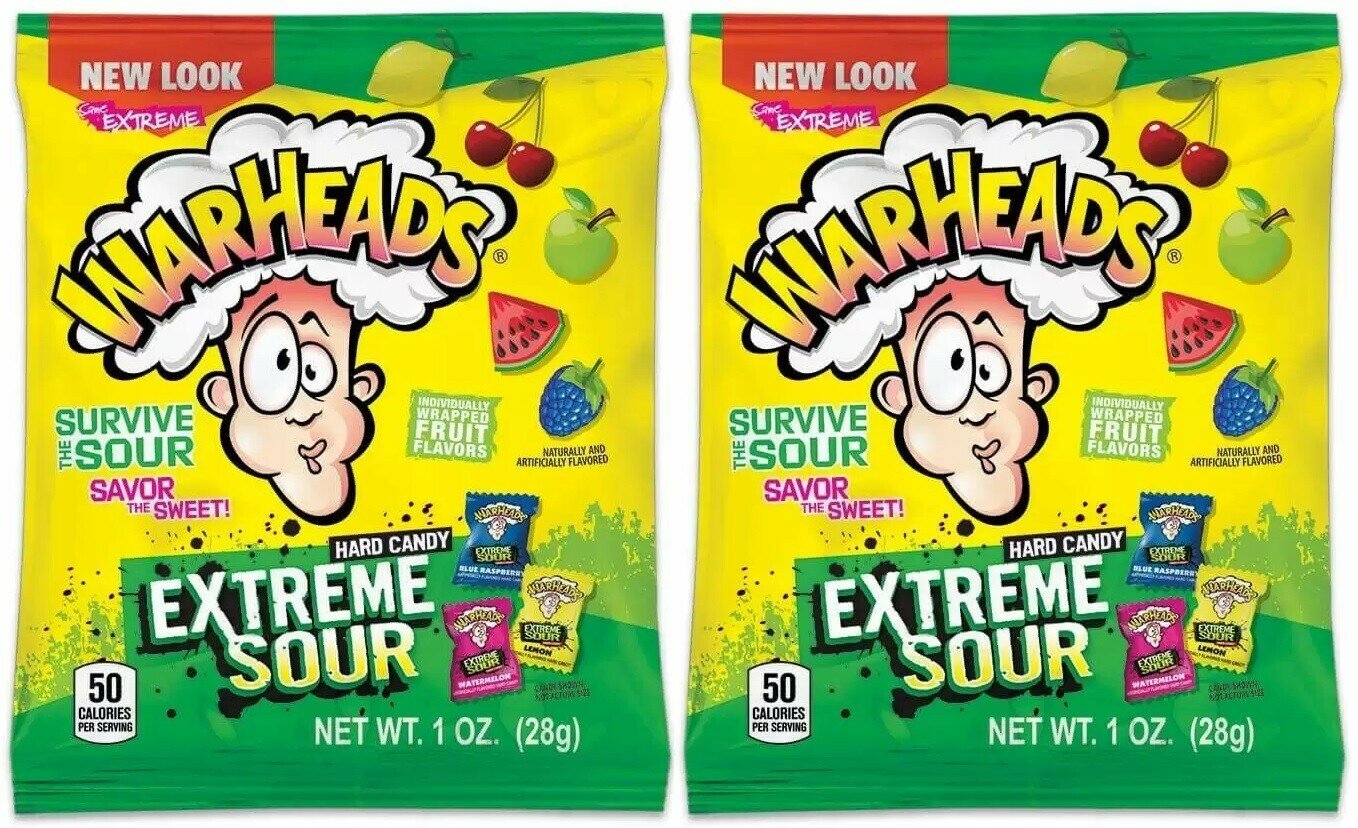 Кислые леденцы Warheads EXTREME SOUR ассорти вкусов (США), 2 шт. по 28 грамм