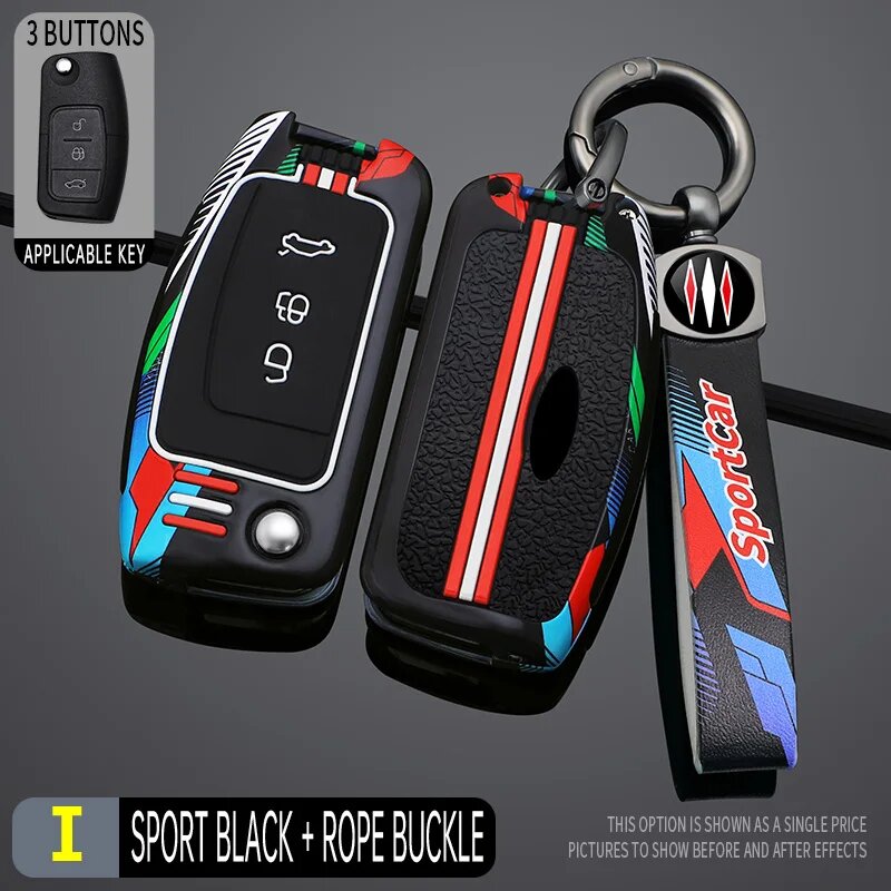 Чехол для ключа Ford Sport Black с брелоком