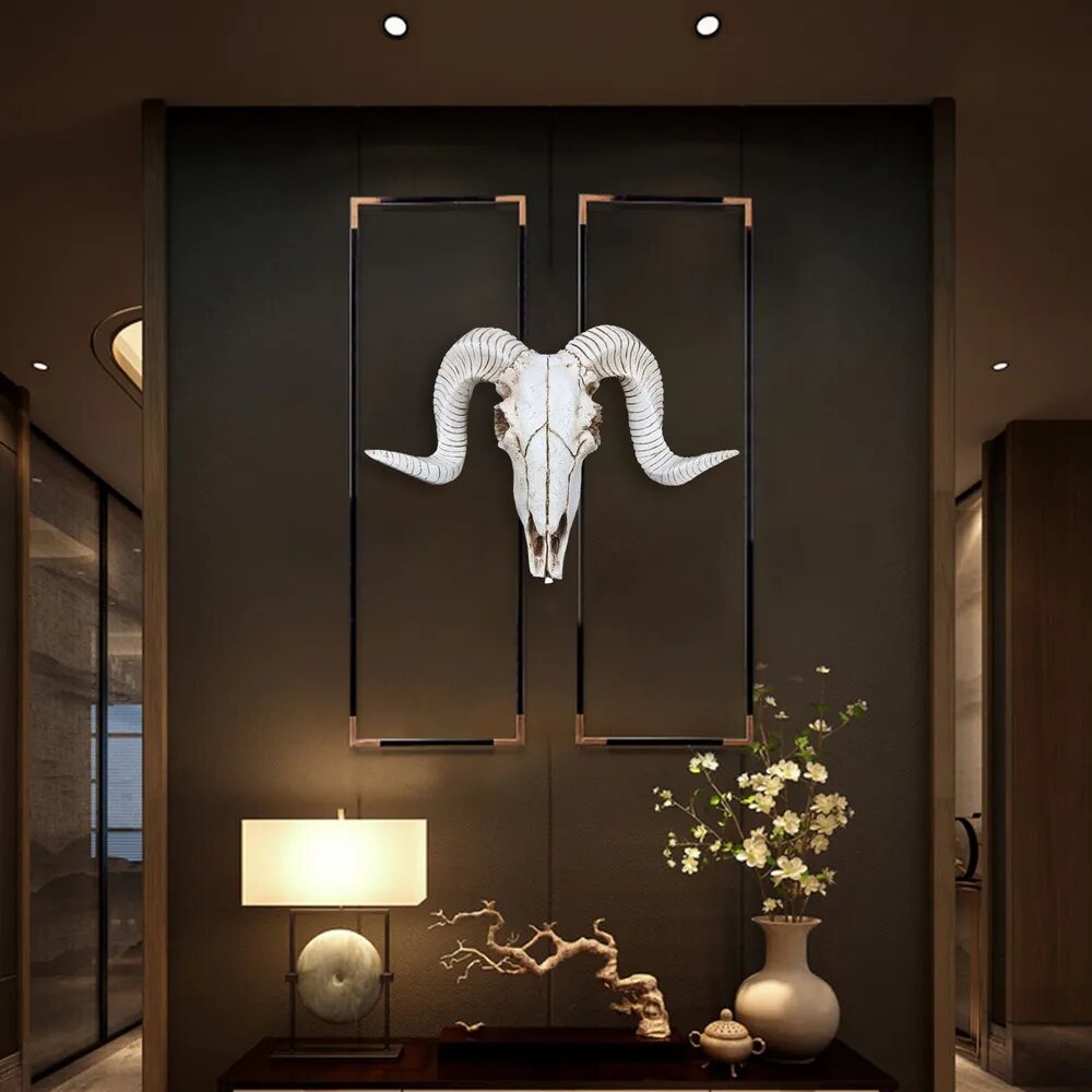 OZFF 3D-фигурки животных из смоляной головы овцы, украшения для домашнего декора