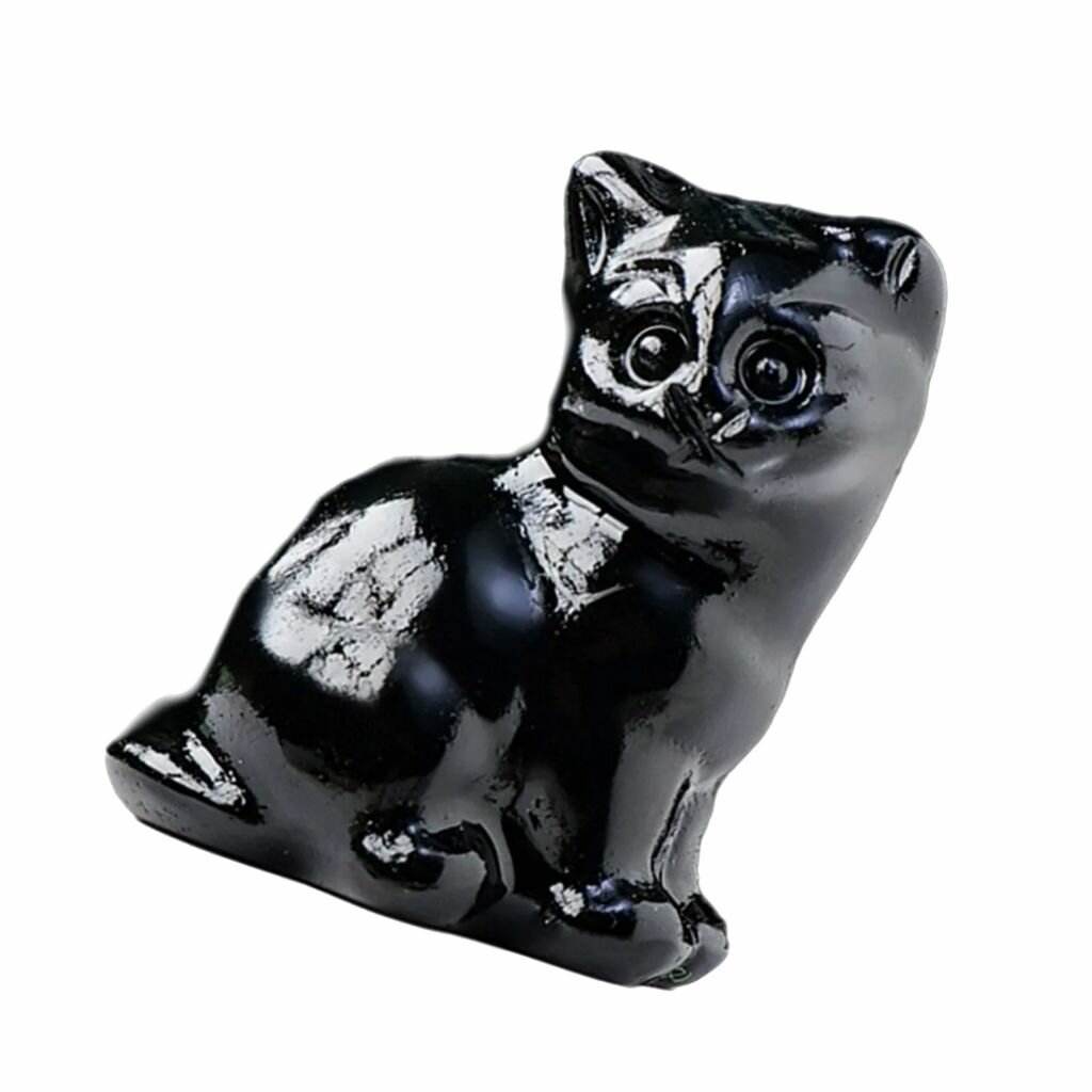 Фигурка для Вырезания Счастливого Кота-Обсидиан