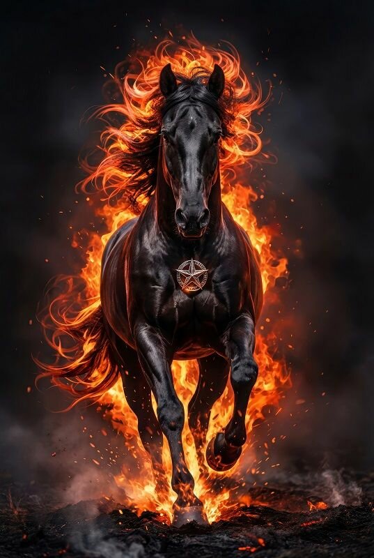 "Огненный конь" в ночи. 42*59 см. Плакат А2_027.