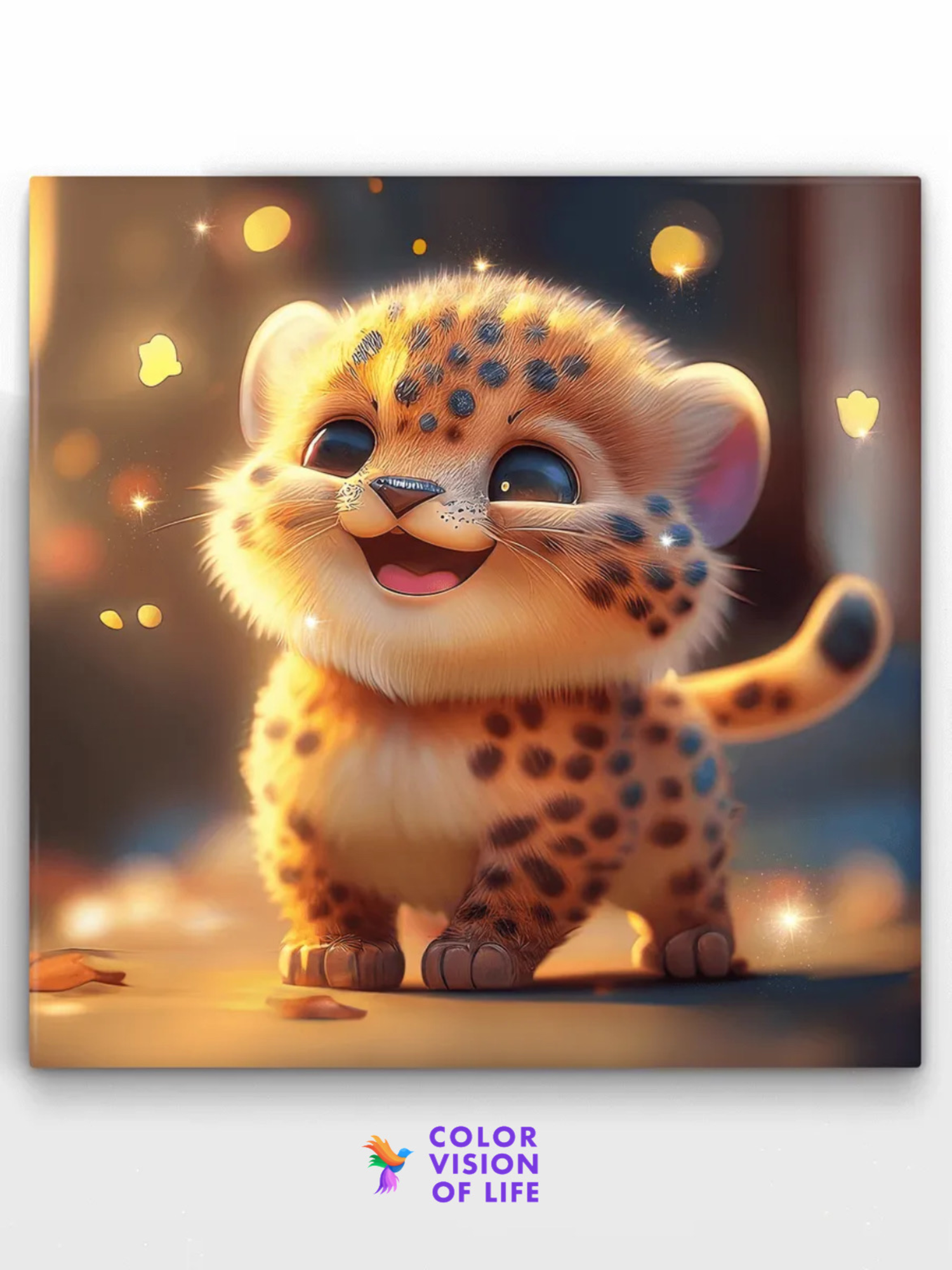 Алмазная мозаика на подрамнике 20x20 "Леопардик"