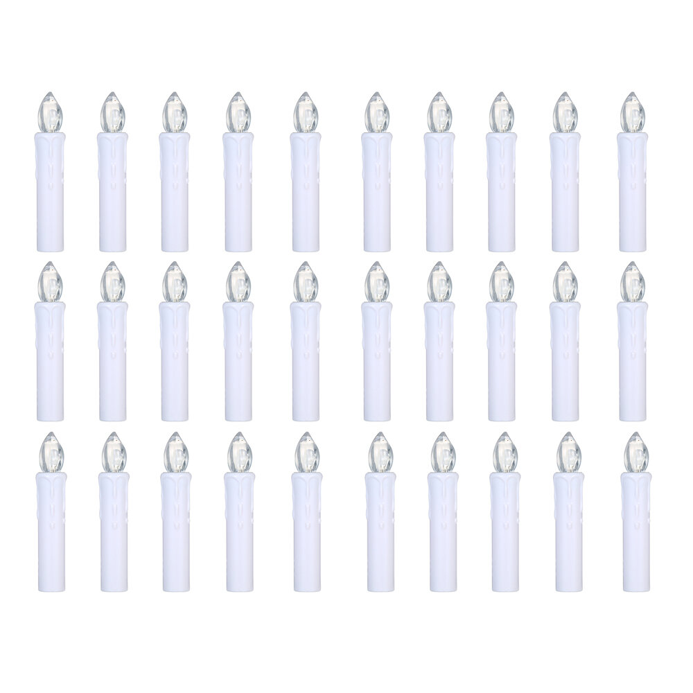 30 ШТ Беспламенные свечи с пультом управления LED теплый белый цвет батарейные для ёлки мигающие свечки-конусы с для украшения свадьбы вечеринки ABS 10.3*2.1 см