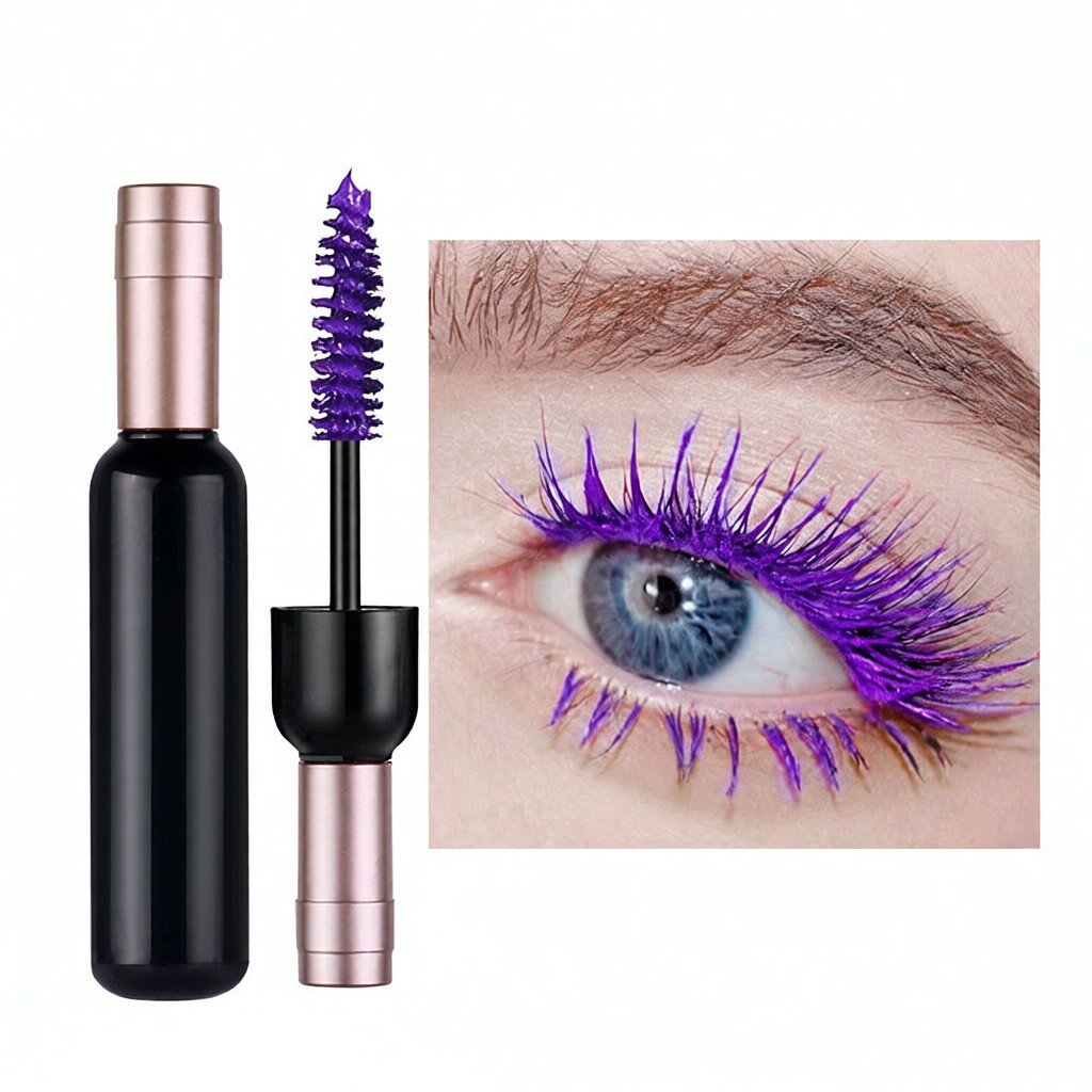 Тушь для ресниц цветная, водонепроницаемая, бутылка вина, 06 Фиолетовый, 6 цветов в ассортименте (Черный, Белый, Синий, Темно-коричневый, Розовый, Фиолетовый)