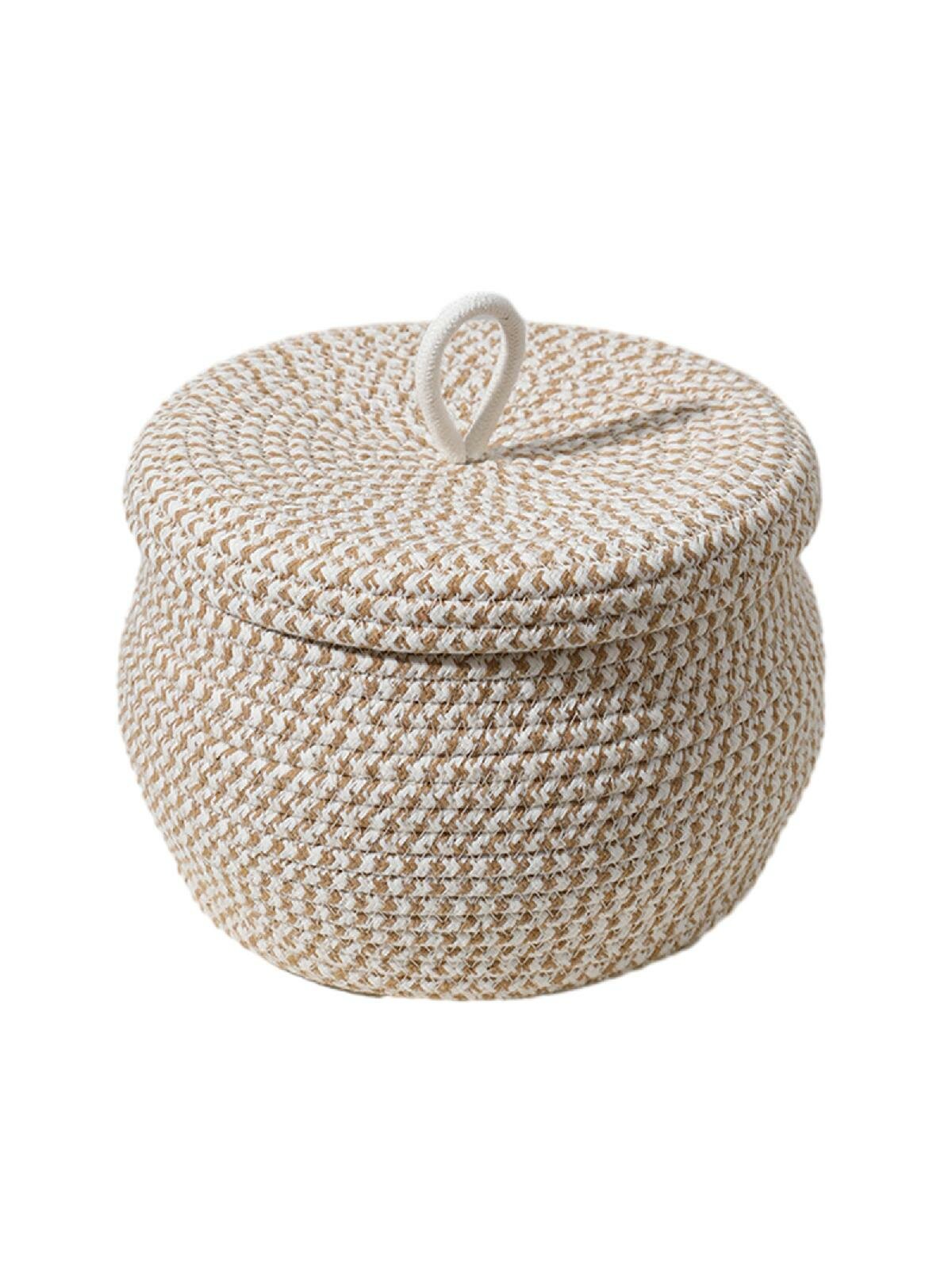 Плетеная корзина с крышкой, декоративные веревочные корзины для хранения детских игрушек