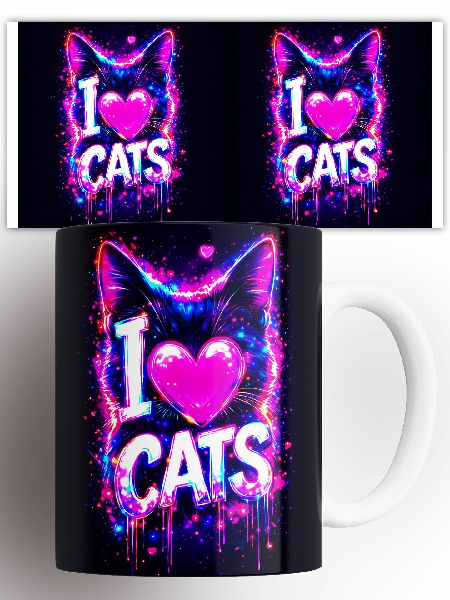 Кружка Я люблю котов неон 330 мл