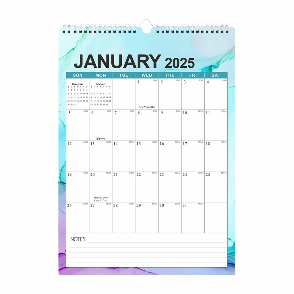 Настенный календарь на 2025 год на английском языке для офиса и школы