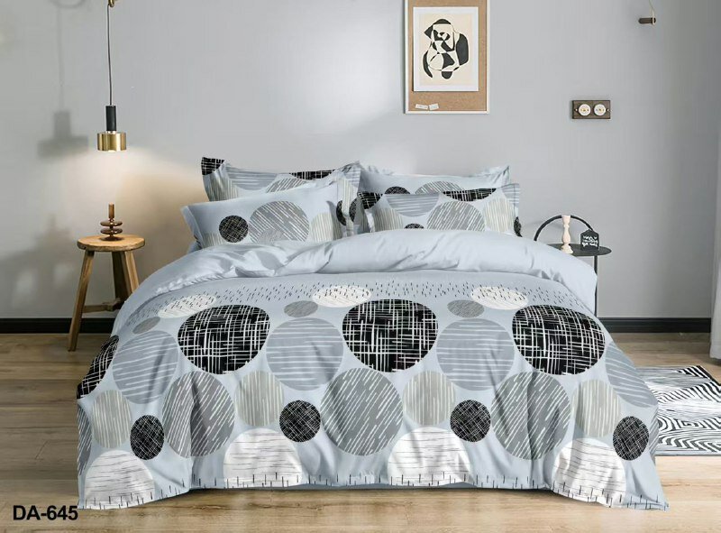 Комплект постельного белья СонЛиТекс, 1.5-спальное, полисатин, бело-черный