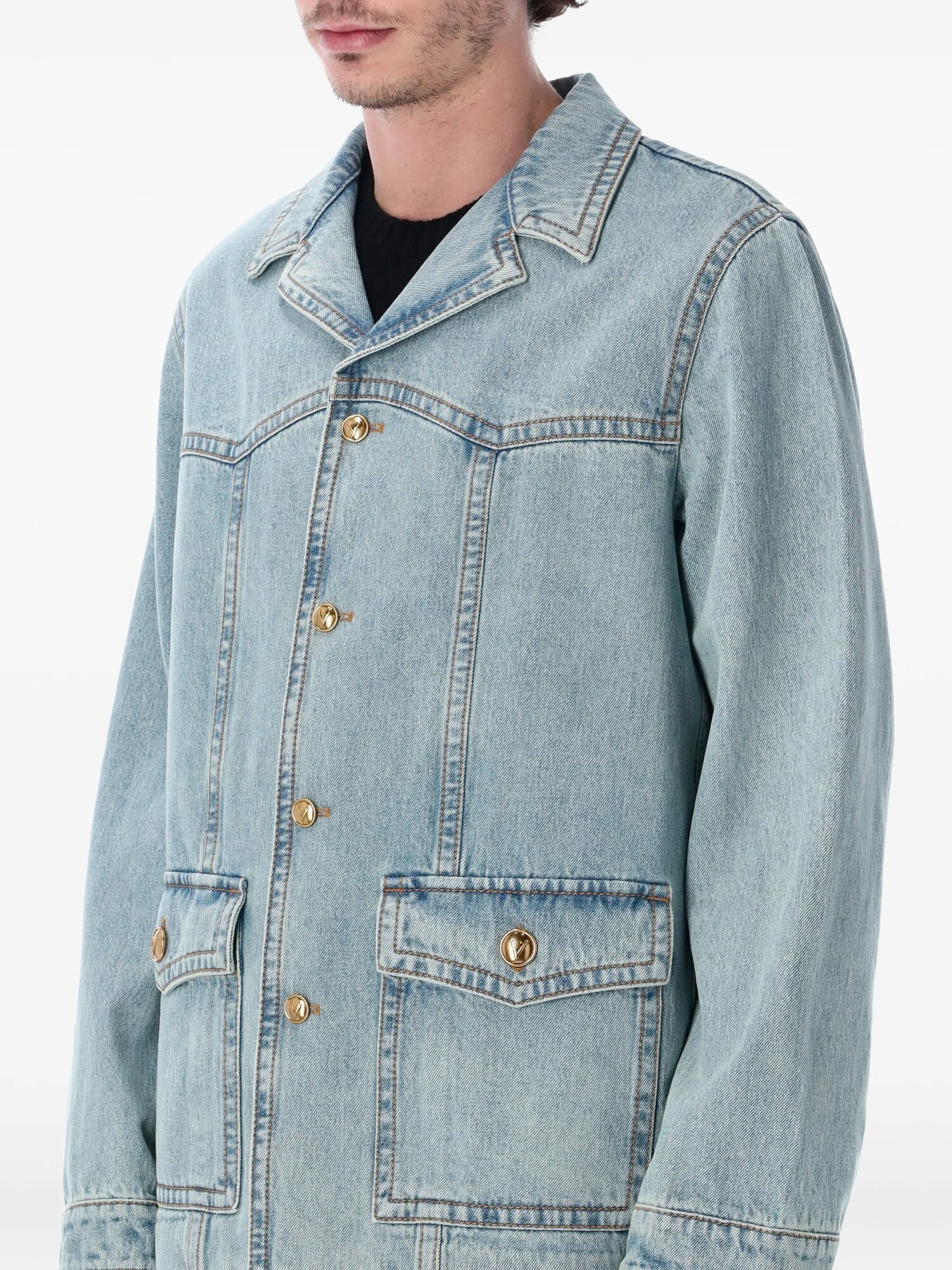 Куртка Valentino Flap-pocket denim jacket, размер 50, синий — фото 1
