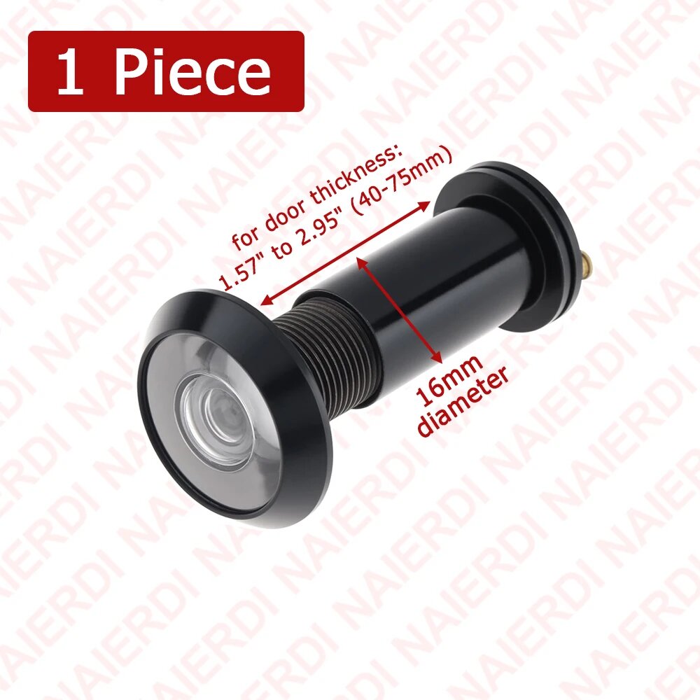 NAIERDI дверной глазок 220 градусов 16 мм серебристый/черный 1 piece black