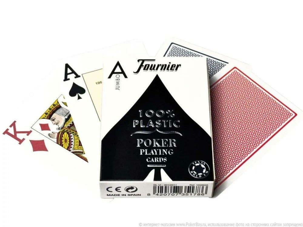 Карты "Fournier no. 2800 jumbo index blue" 100% пластик 62255 Fournier