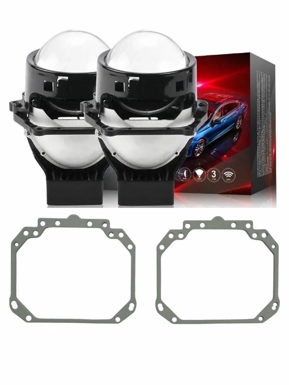 Bi-Led линзы на BMW 5 E60 E61 дорест. 2003-2007 / линзы Билед 5000k с рамками для Бмв Е60