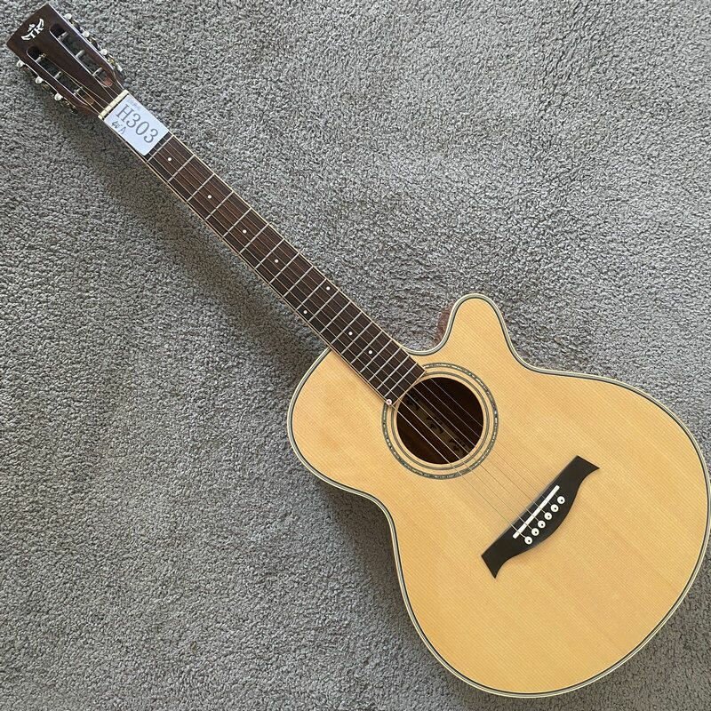 TK 40 дюймов Гитара-кроссовер Акустическая с классической головкой грифа и металлическими струнами, Верхняя дека из ели