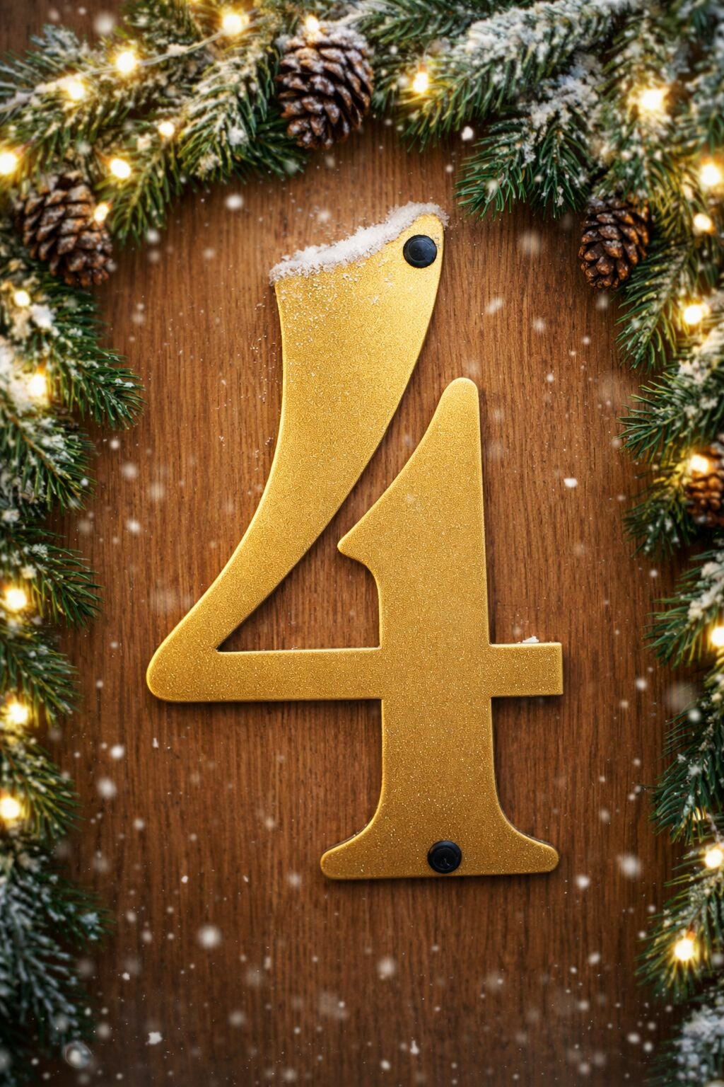 Цифра большая "4",170х60 мм металл 0.5-0.7 мм золотая. Цифры на дверь, номер квартиры (Ф)