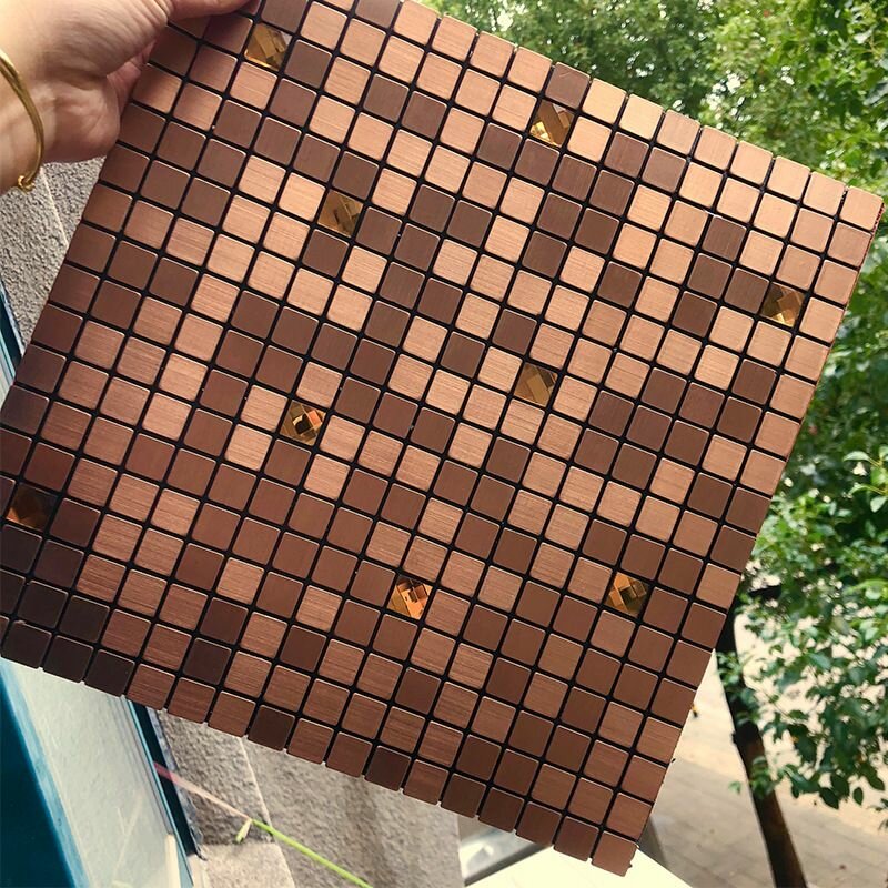 Европейская самоклеящаяся металлическая мозаичная плитка для фона - Имитация античной бронзы с узором Ветряная мельница,0.3, медь