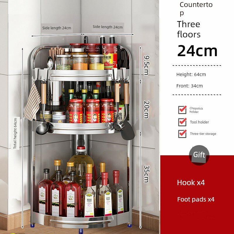 Кухонная стойка, столешница, угловая треугольная полка для специй, угловая подвесная угловая полка для хранения,