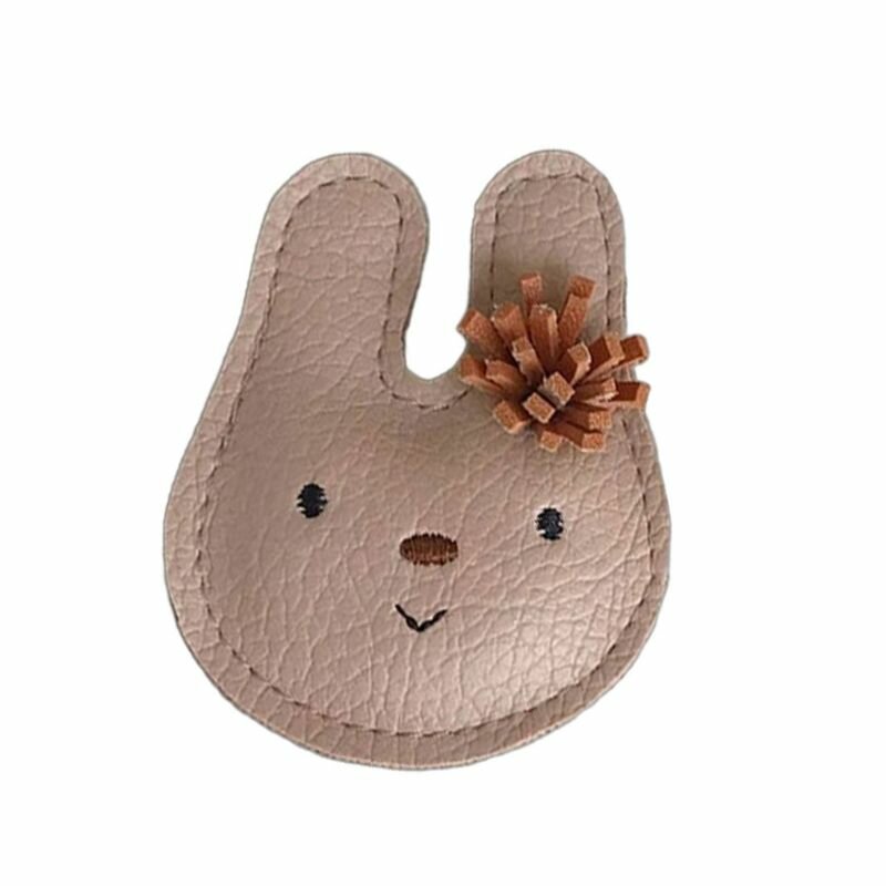 Детская кожаная заколка для волос-розовый кролик