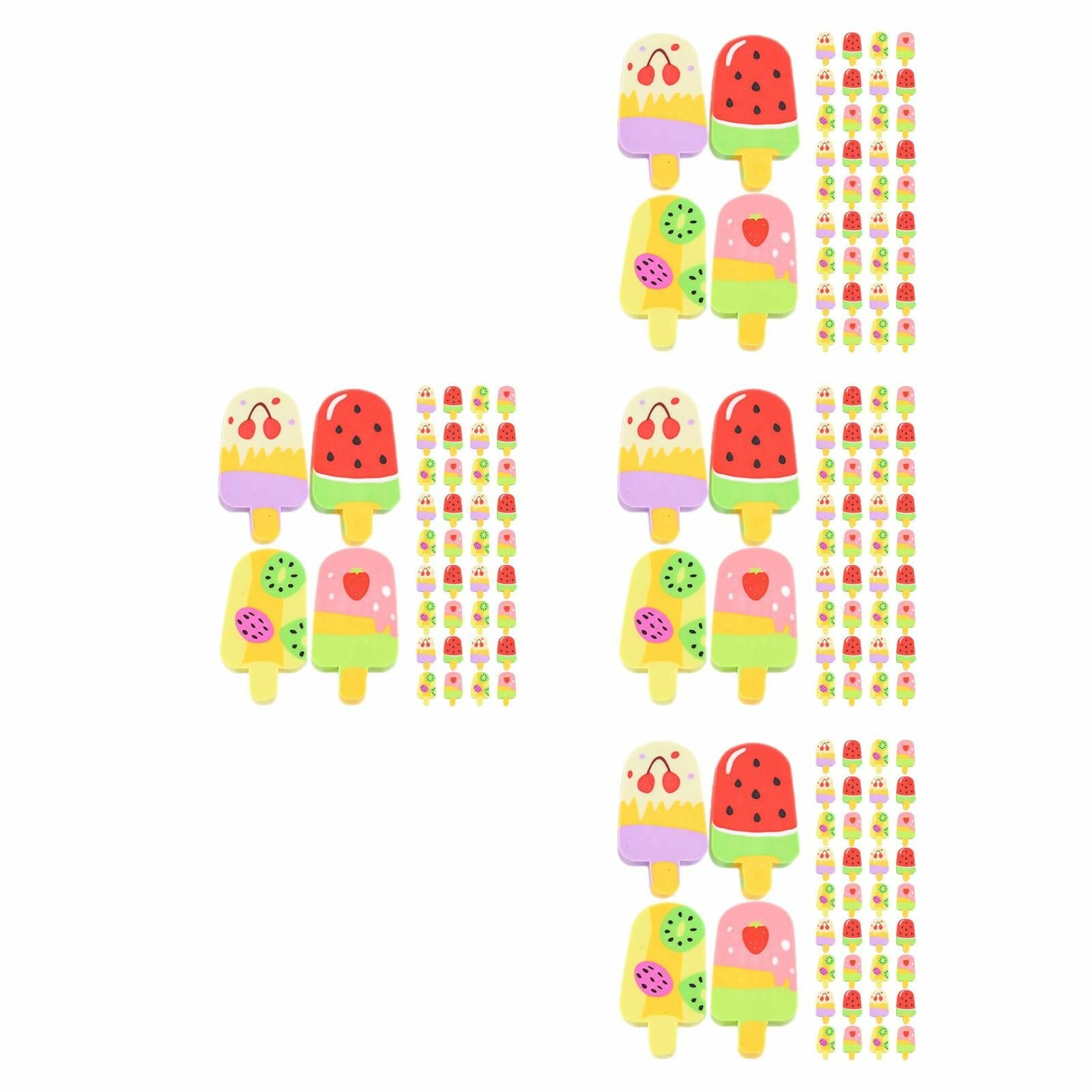 Набор ластиков из тпр в виде мороженого и фруктов для школьников, 160 шт