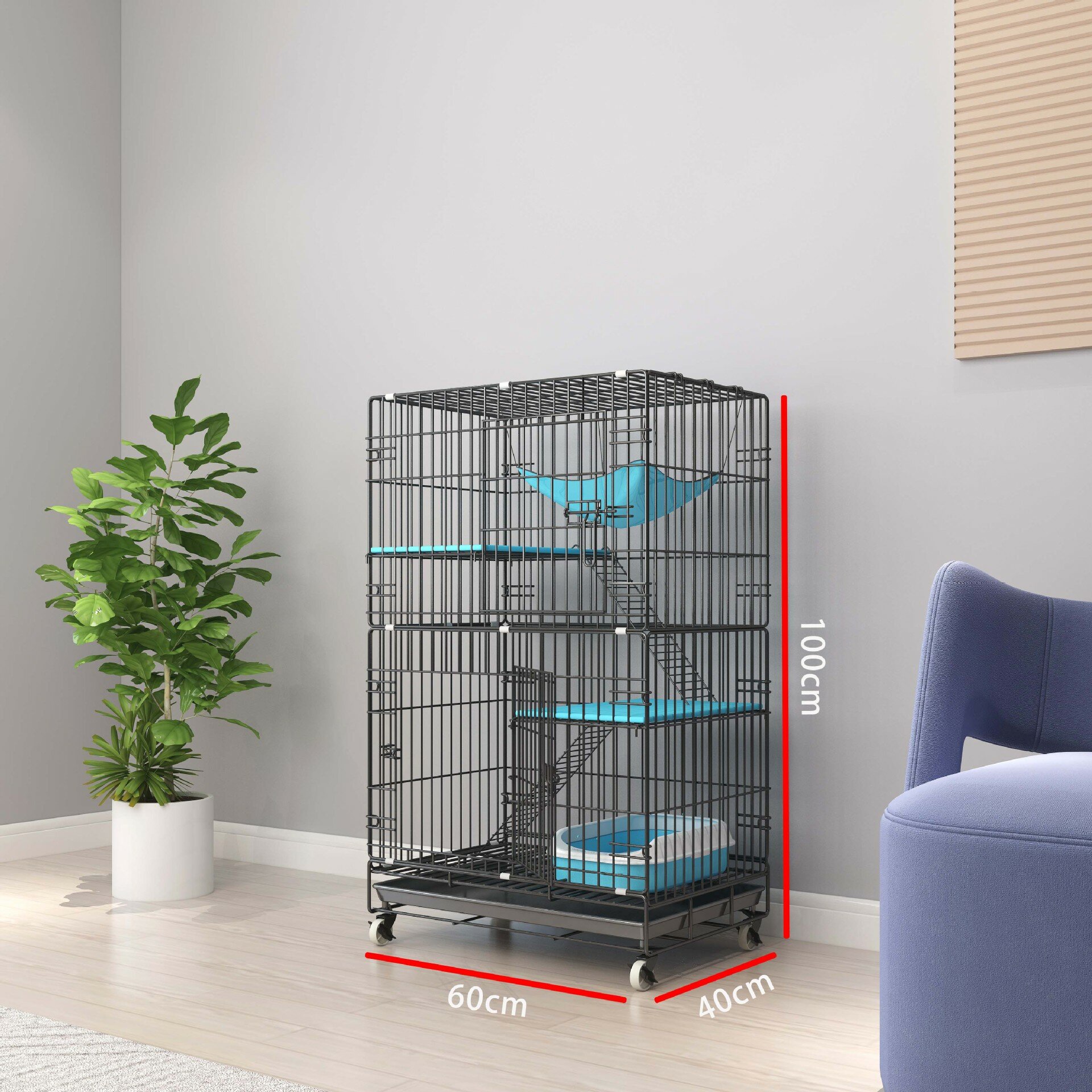 Клетка для кошек для домашнего использования, внутренняя, очень большая, с интегрированным туалетом, складная и удобная для использования на улице, двух- или трехэтажная вилла для кошек