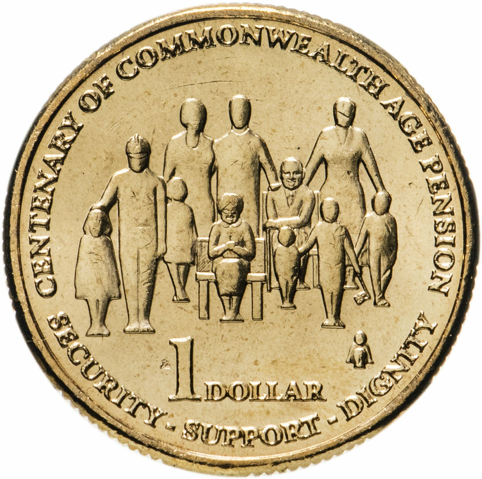 Австралия 1 доллар 2009 "100 лет Пенсионному фонду", Бронза, в сохранности AU-UNC