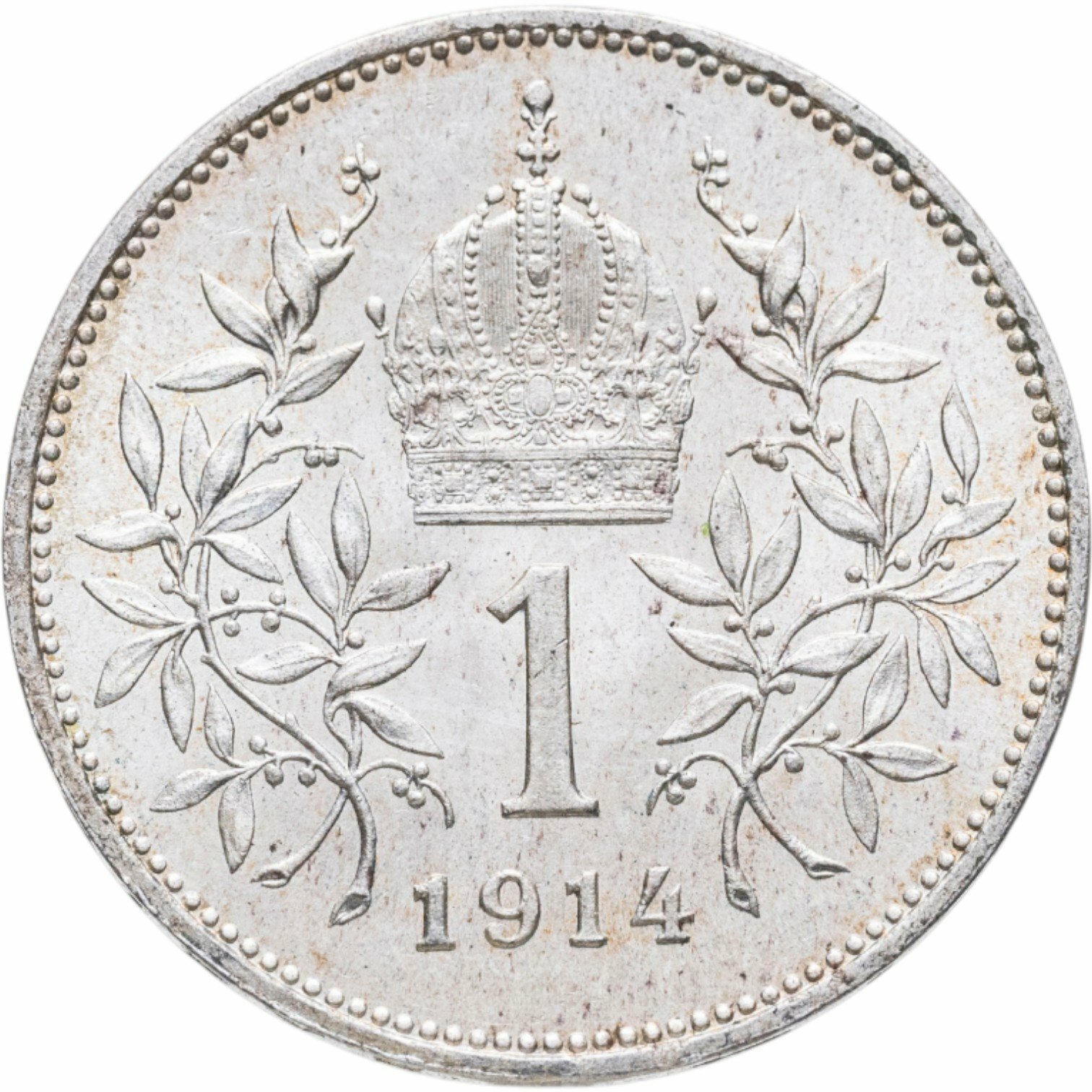 Австрия 1 крона crown 1914, Серебро 835, в сохранности UNC