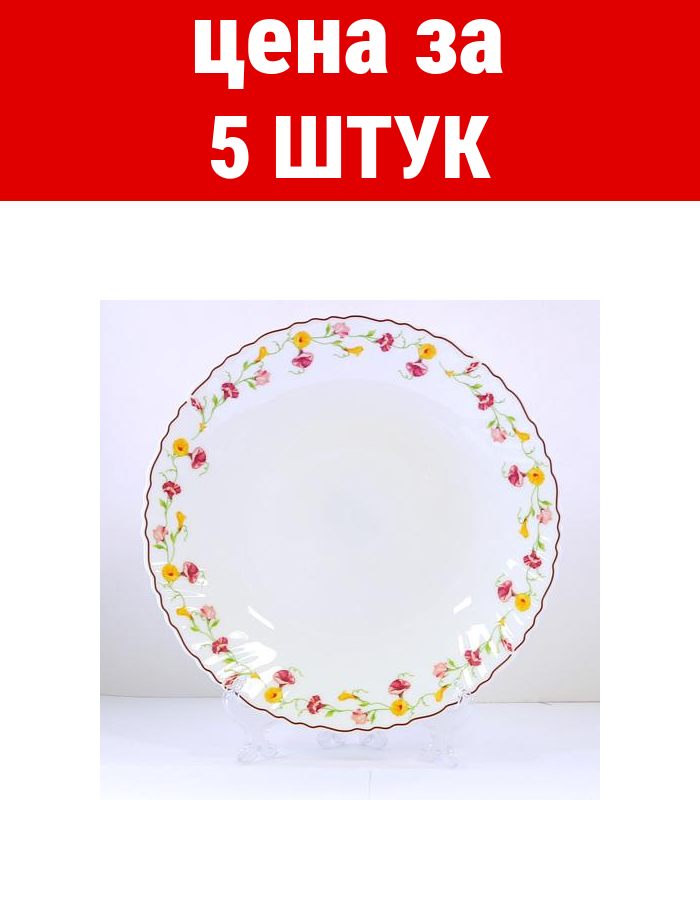 Комплект 5 шт, тарелка стеклокерамика обед эльзас 24СМ МФК матрица
