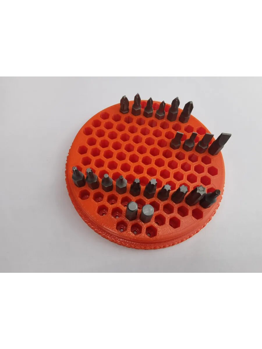 Органайзер, бокс для бит и сверл, 109 отделений, с крышкой, оранжевый