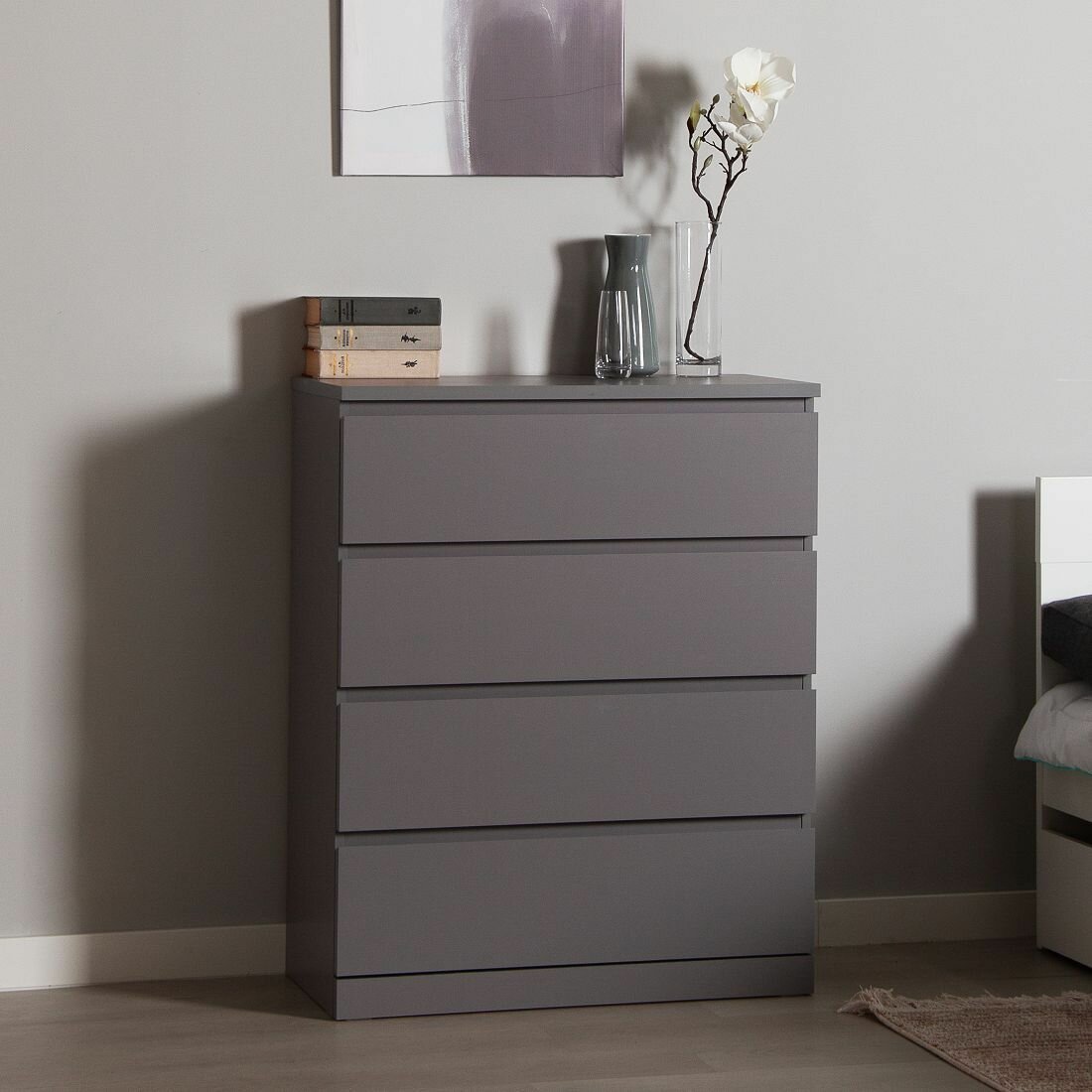 Комод Варма, 4 ящика, 80х100х40 см, эмаль серая, ГУД лакк