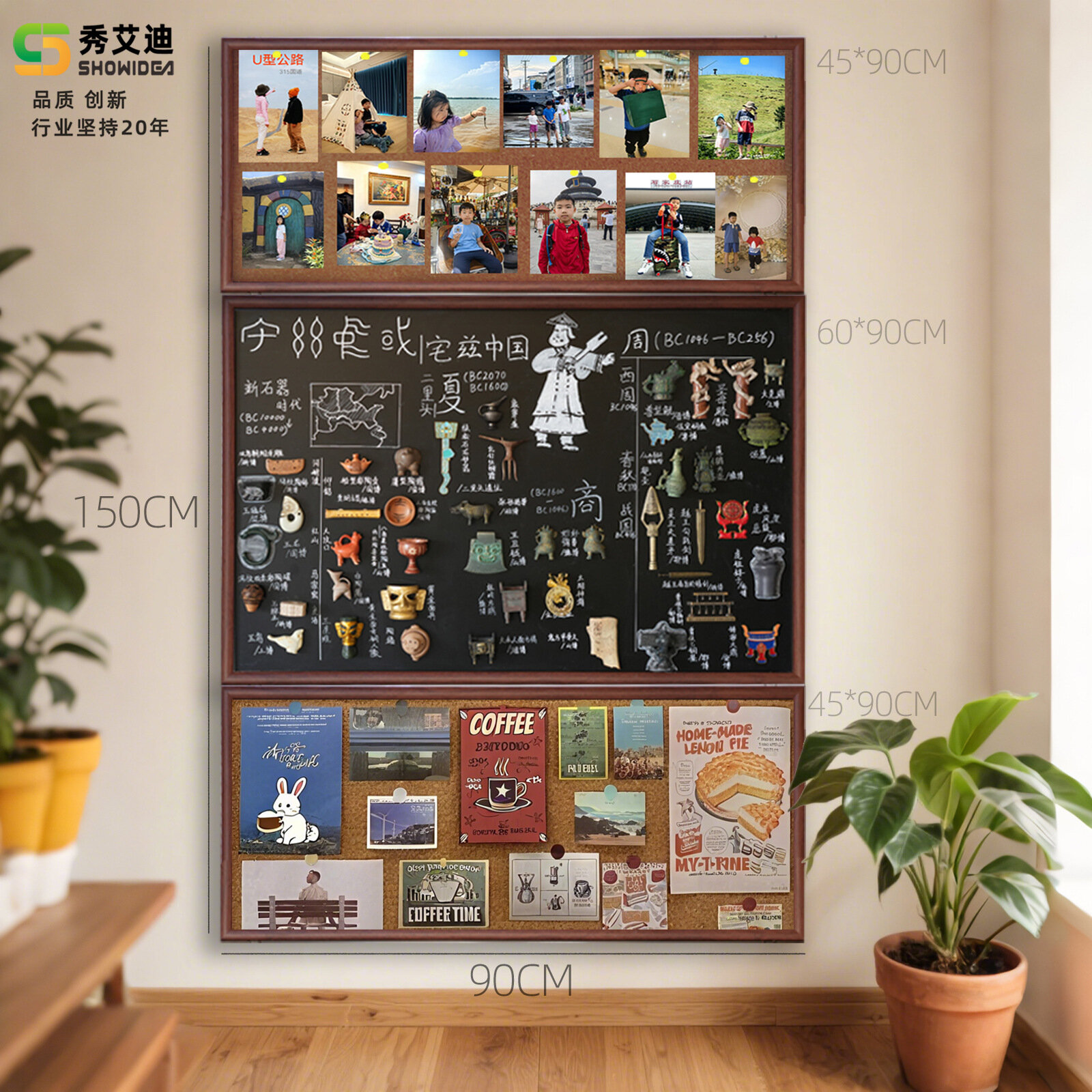 Магнитная доска Xiu Aidi из трех частей с черной доской, креативная настенная магнитная доска для холодильника, для домашнего использования, стираемая