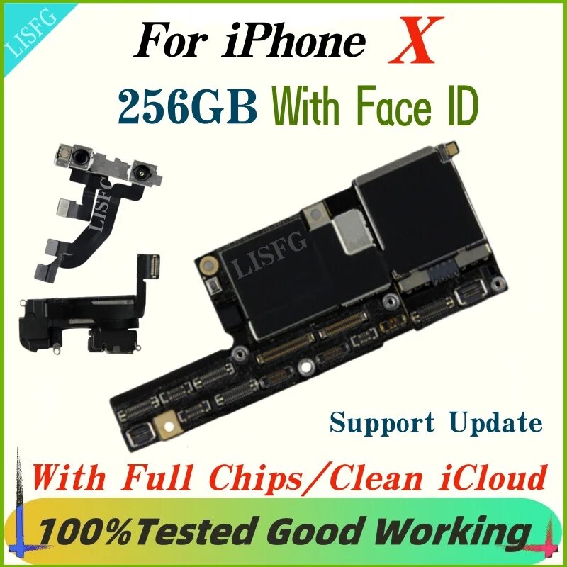 Материнская плата для iPhone X с/без Face ID 64 ГБ 256 ГБ, поддержка чистого iCloud, обновление ios, материнская плата, 100% протестировано, полное включение X 256GB Face ID