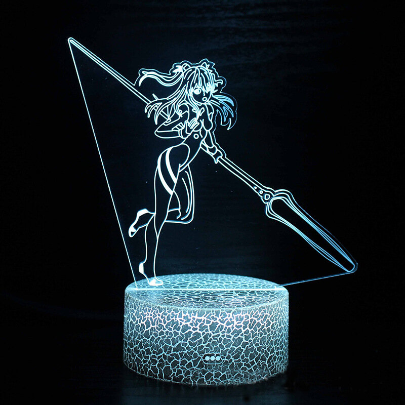3D ночник Neon Genesis Evangelion Рей Аянами Асука аниме настольная лампа цветная сенсорная с пультом управления LED лампа